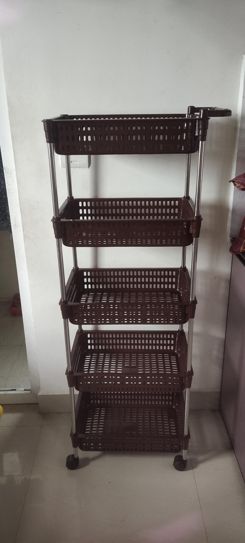 Privesh Plastic-Stainless Steel Fruit & Vegetable 3 Stand Kitchen ...