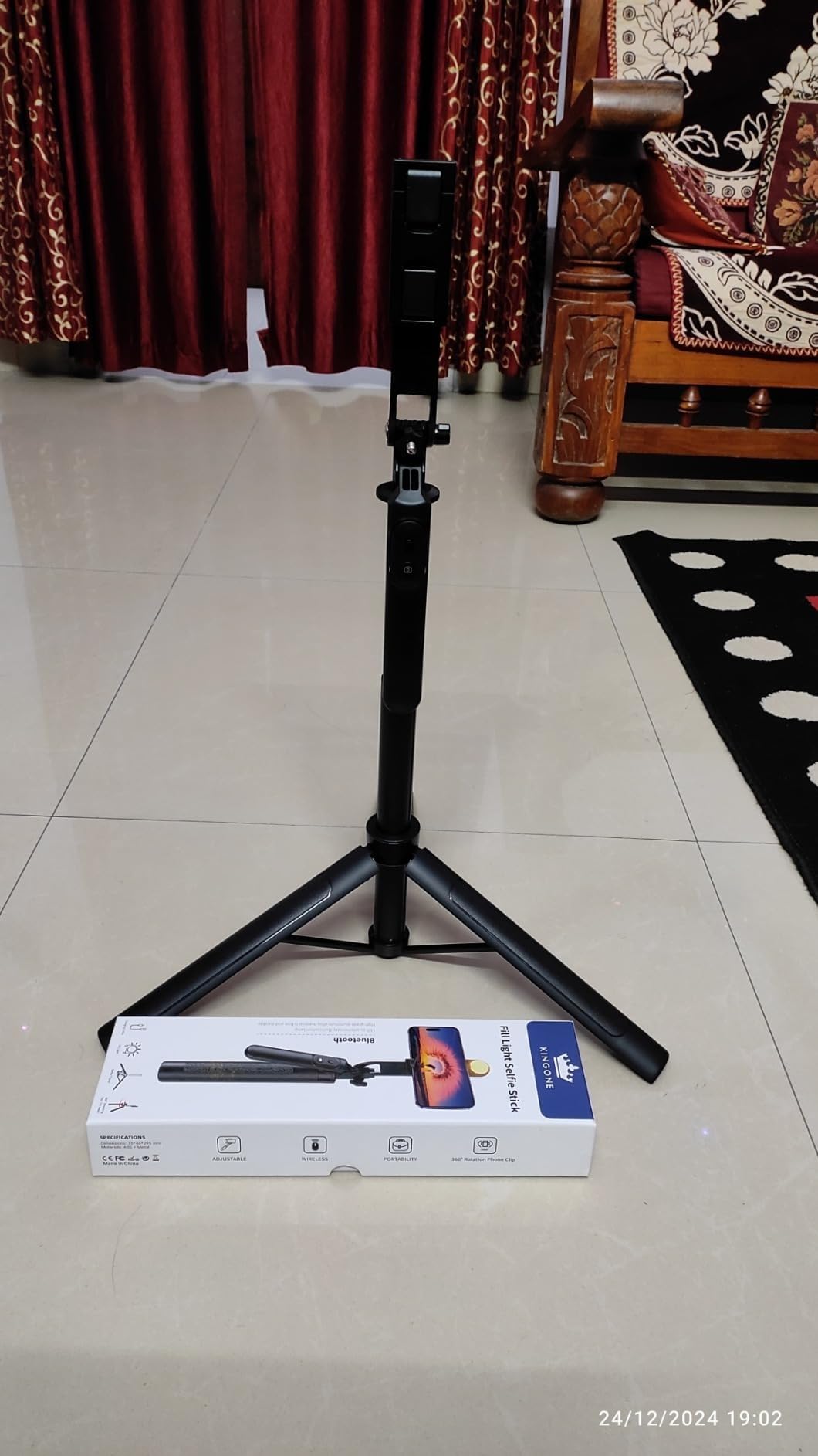 KINGONE Mini Portable Selfie Stick with Wireless Remote 29inch/73cm, 3 ...