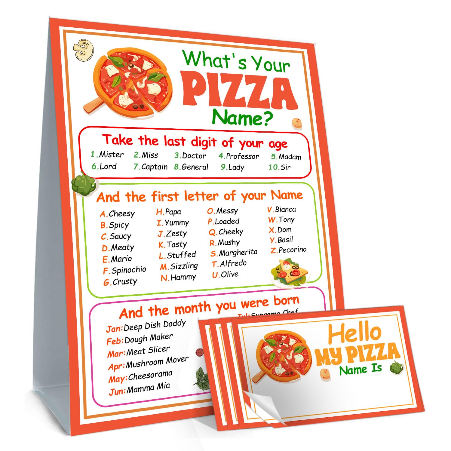 Amazon.com: Funny Pizza Theme Game Cards Set, What's Your Pizza Name ...