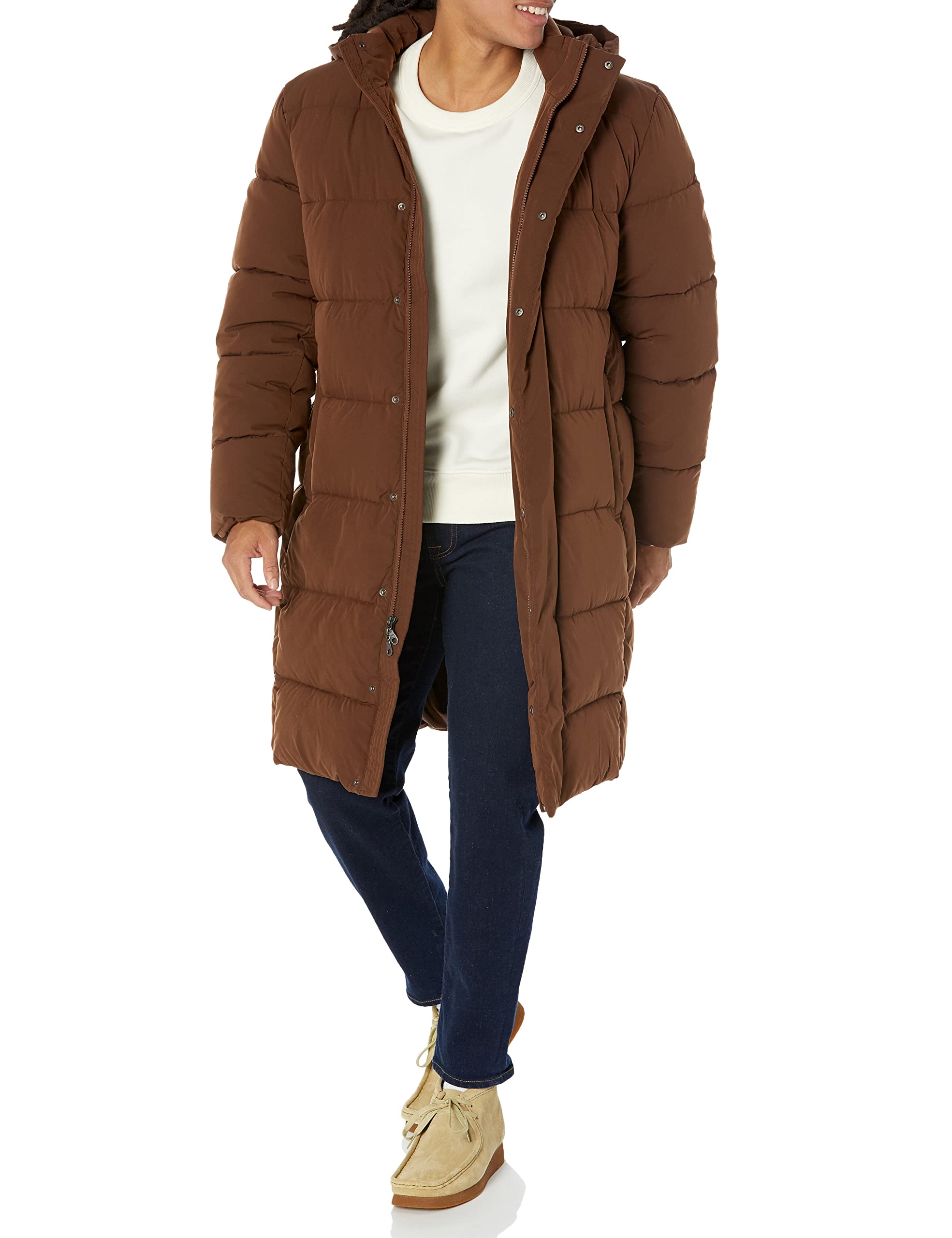 Amazon Essentials Men's Recycled Polyester Hooded Long Puffer