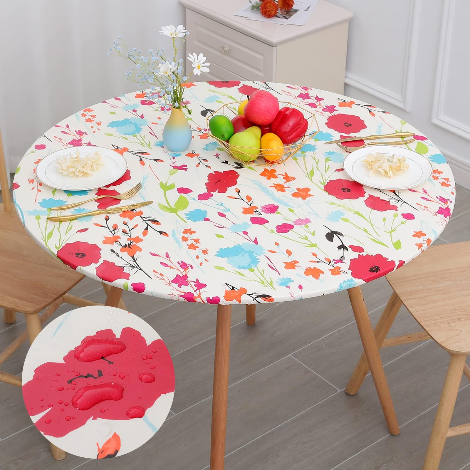 Amazon.com: OMFUNS Palm Leaf Round Tablecloth with Umbrella Hole and ...