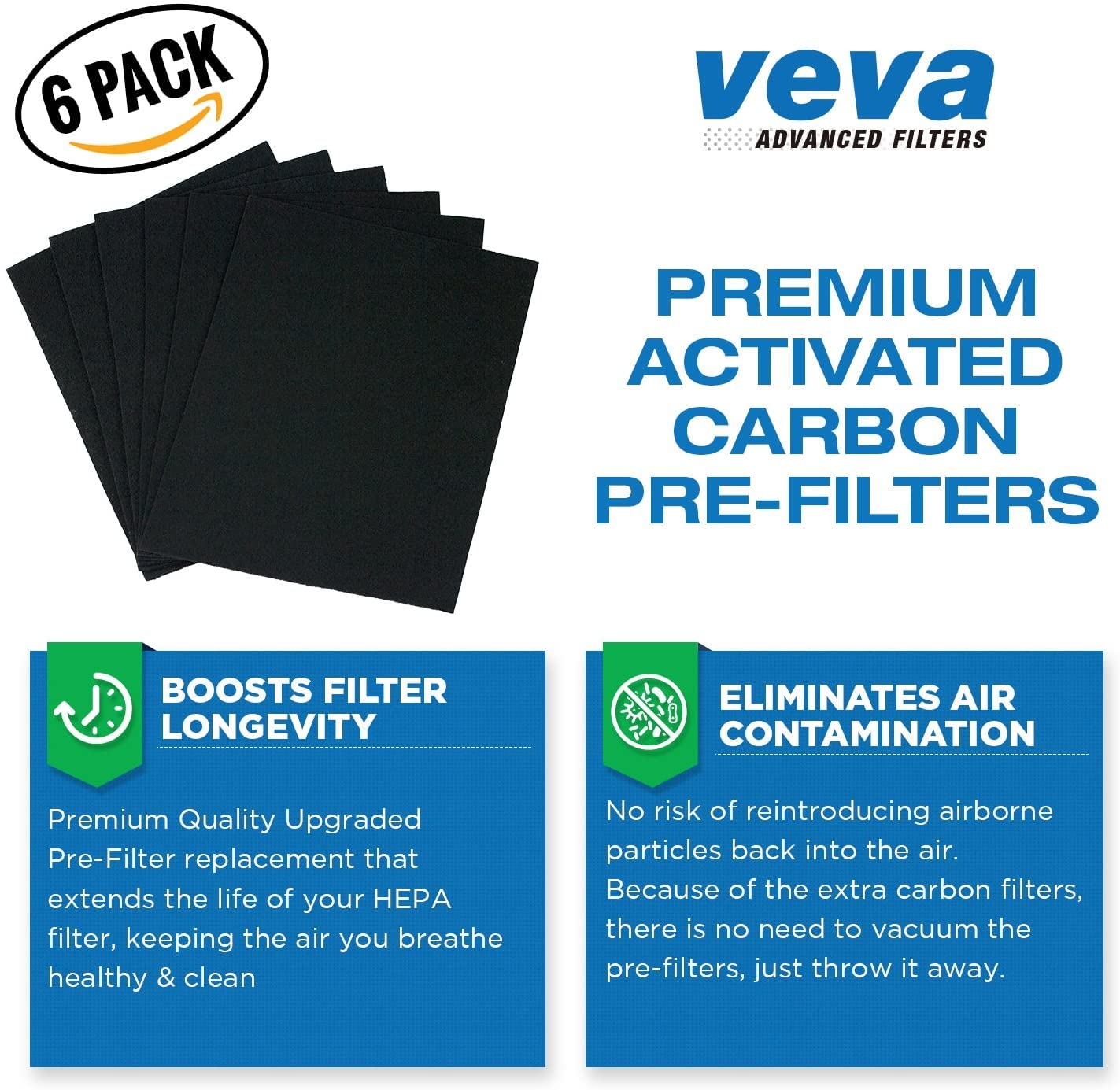 Snapklik.com : VEVA PREMIUM HEPA FILTER & 6 CARBON PRE-FILTERS