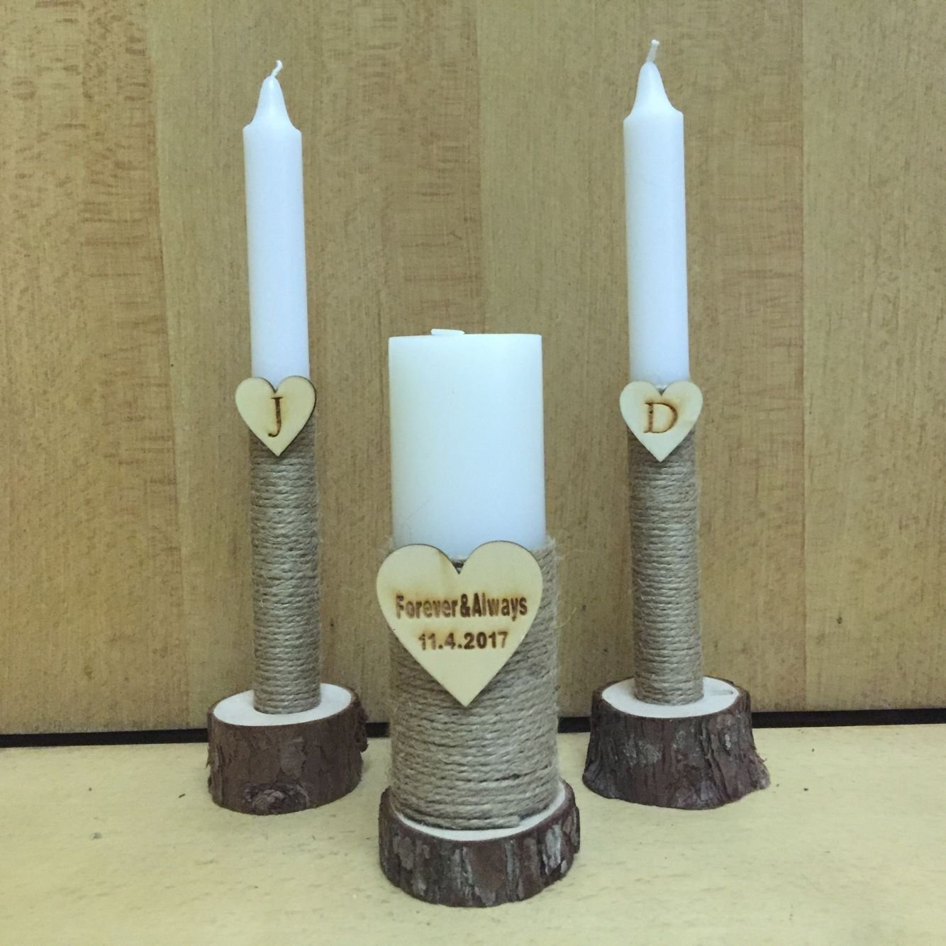 Amazon.com: Rustic Unity Candle Set Personalized Unity Wedding Candles ...