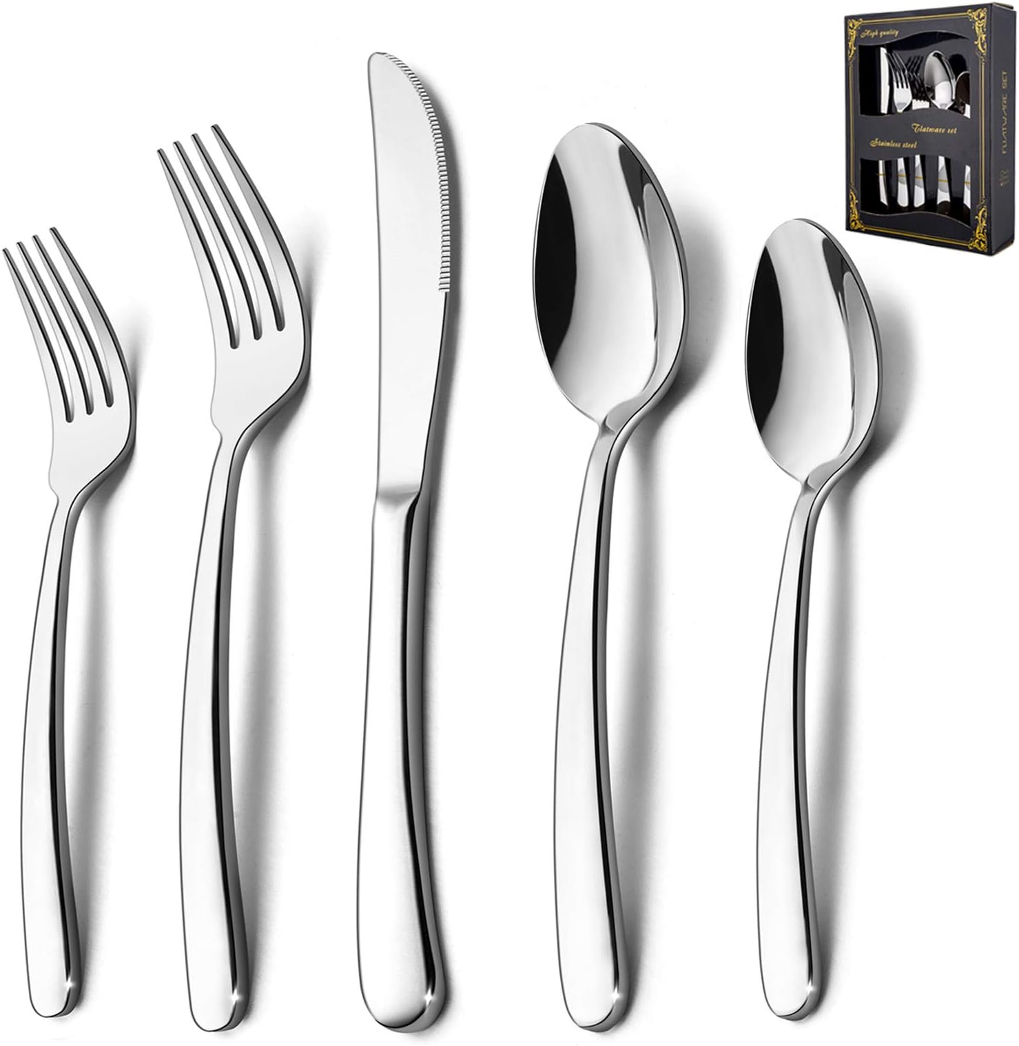 Amazon.com | LIANYU 25 Piece Silverware Flatware Set with Serving ...