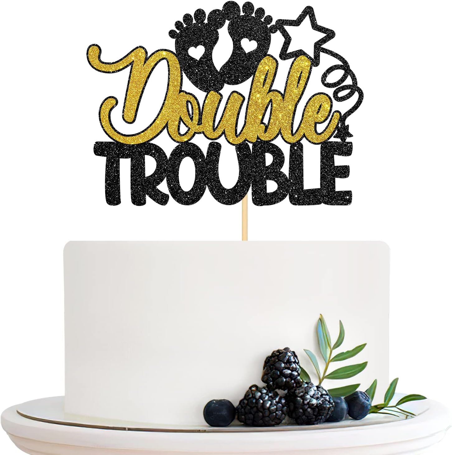 Amazon.com: Double Trouble Cake Topper, It's Twins Cake Topper, Baby ...