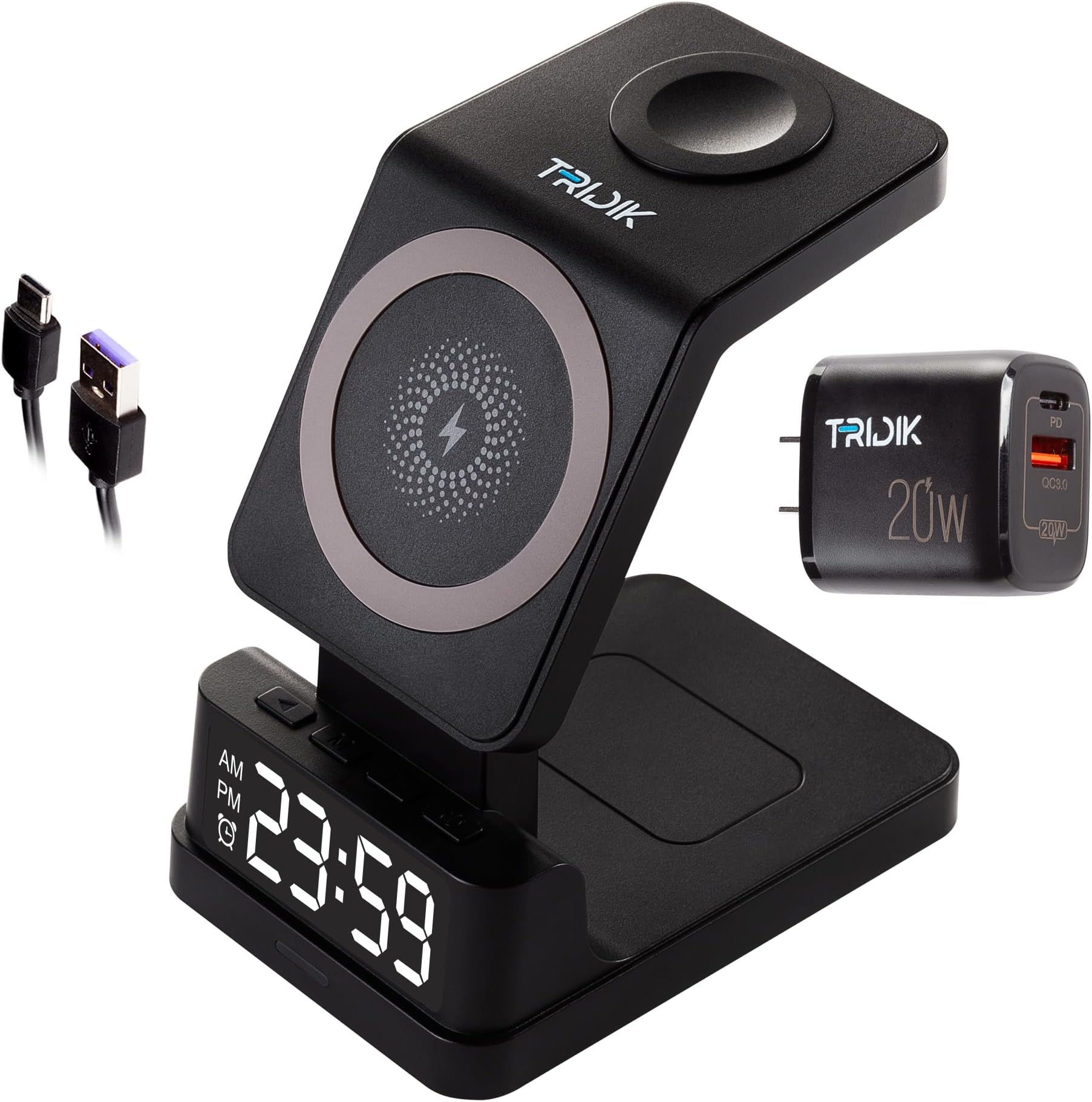 Amazon.com: Wireless Charger 4 in 1 Station with Digital Clock and ...