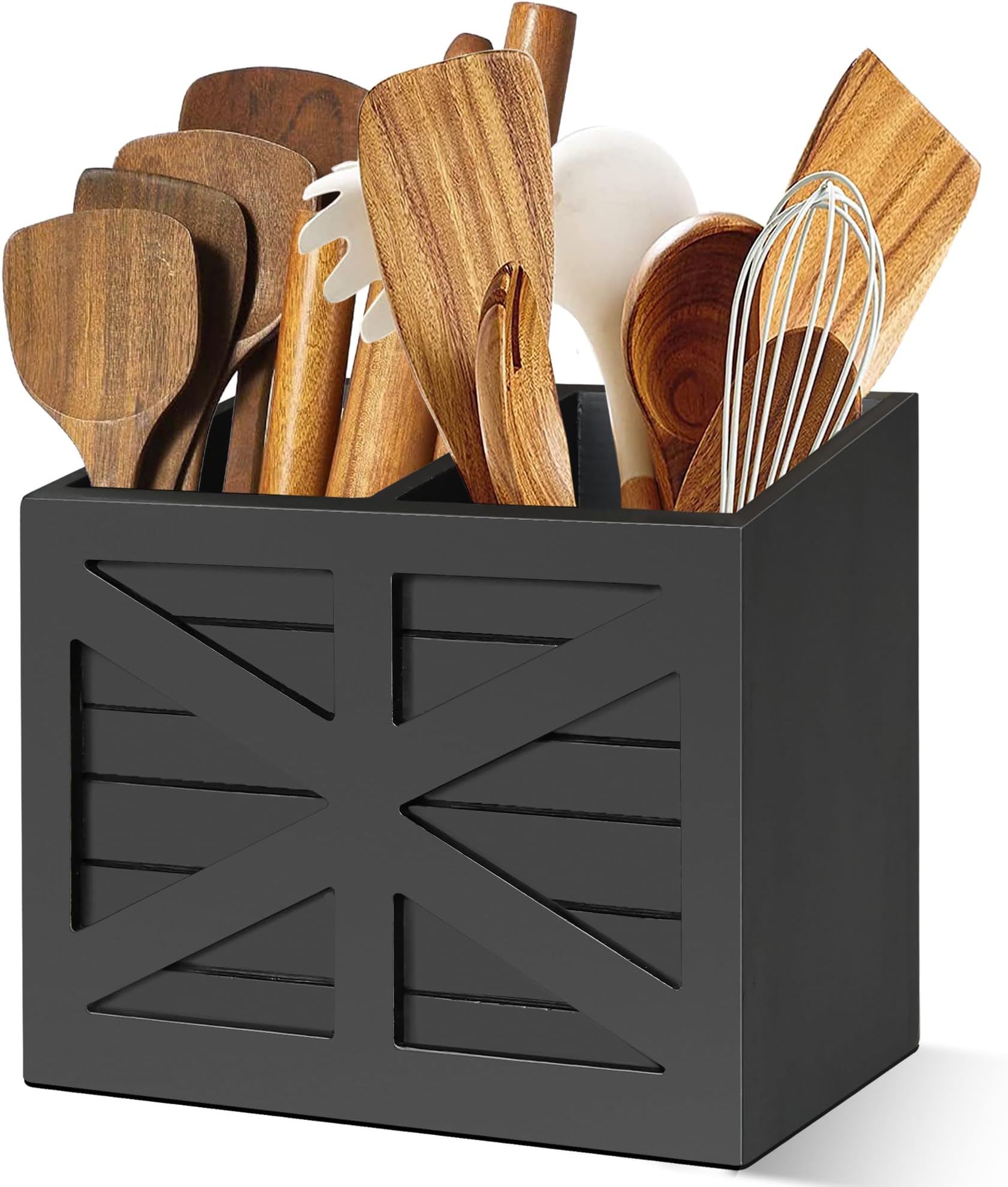Amazon.com: PANDAWOOD Acacia Wood Silverware Caddy - Outdoor Utensil ...