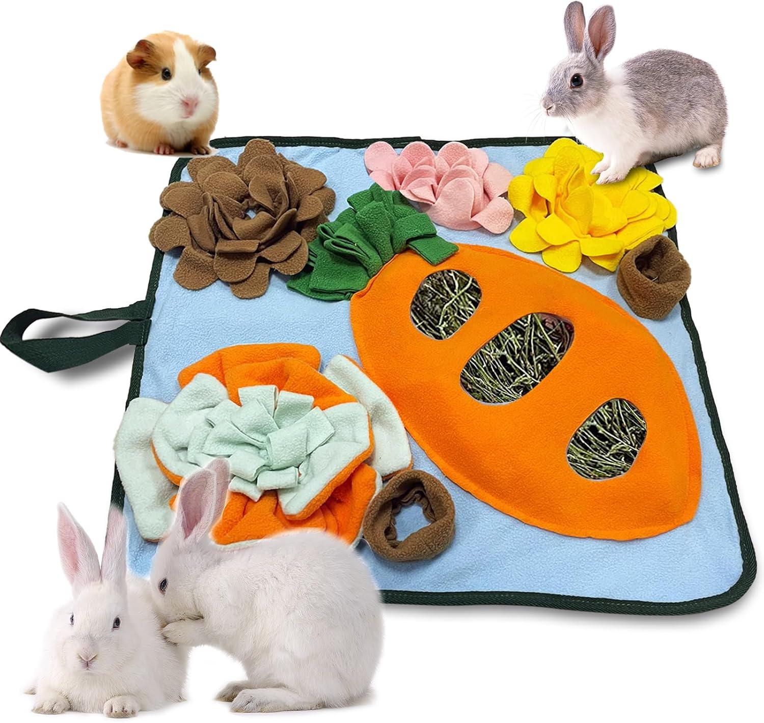 Adpartner 20"x20" Rabbit Foraging Mat Bunny Toys, Pet Snuffle Mat ...