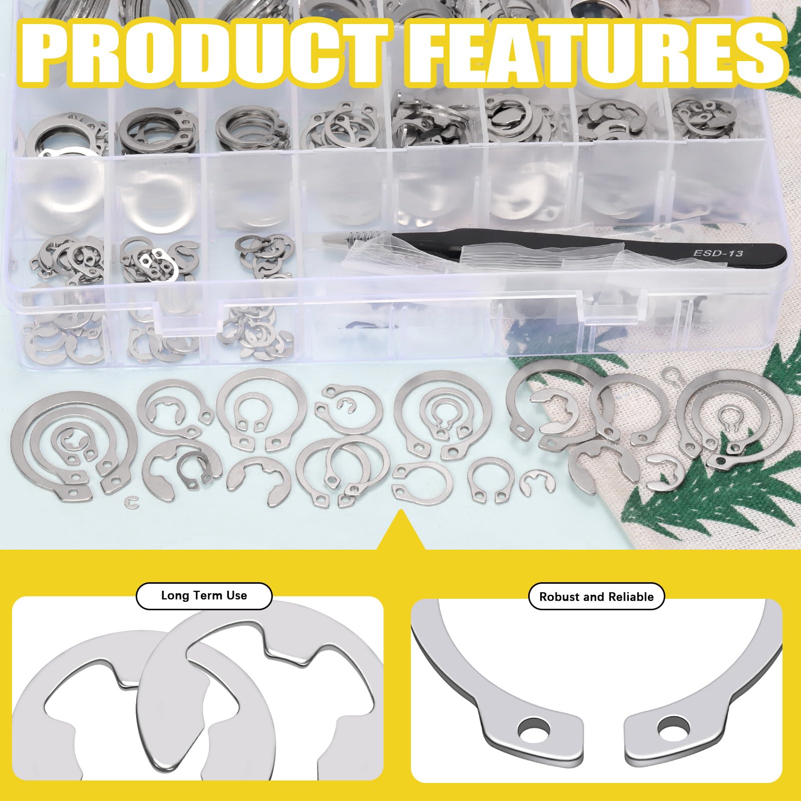 Snapklik.com : Mardatt 303Pcs Stainless Steel 21 Sizes C-clip External ...