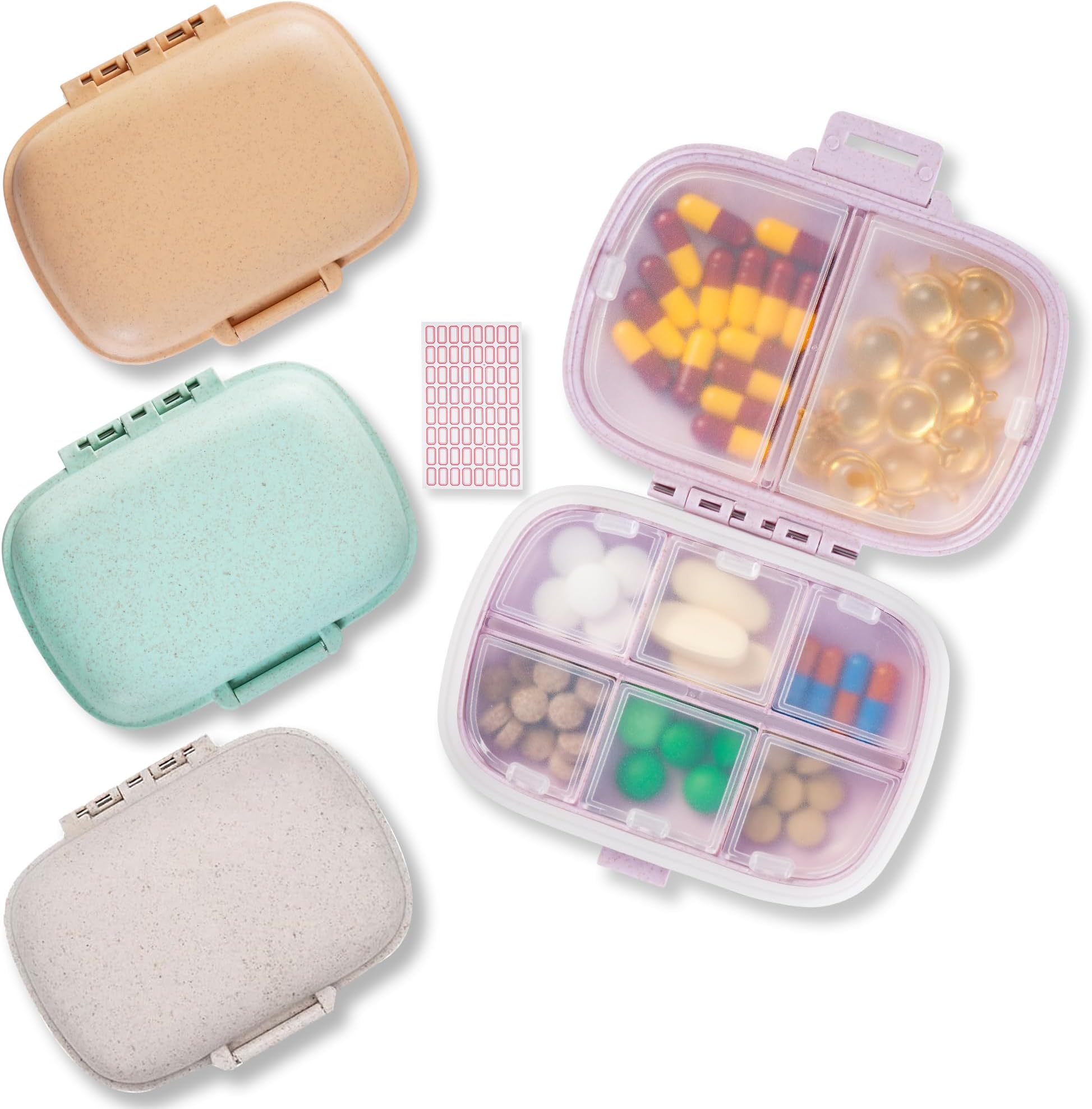 Amazon.com: [5 Pack] Travel Pill Organizer 8 Compartments Easy Open Lid ...