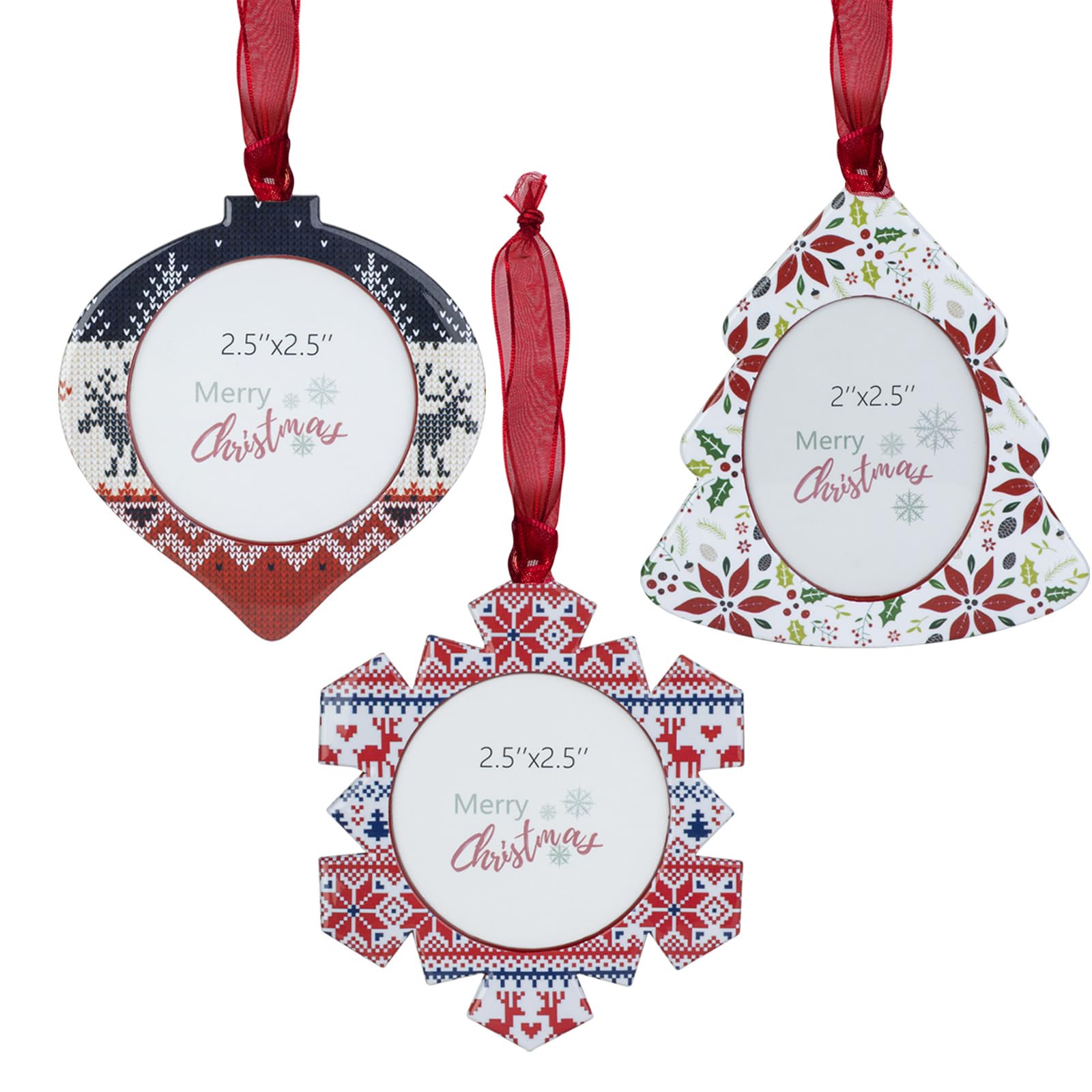 Amazon.com: GUOER 3PCS Christmas Tree Snowflake Picture Frame Ornaments ...