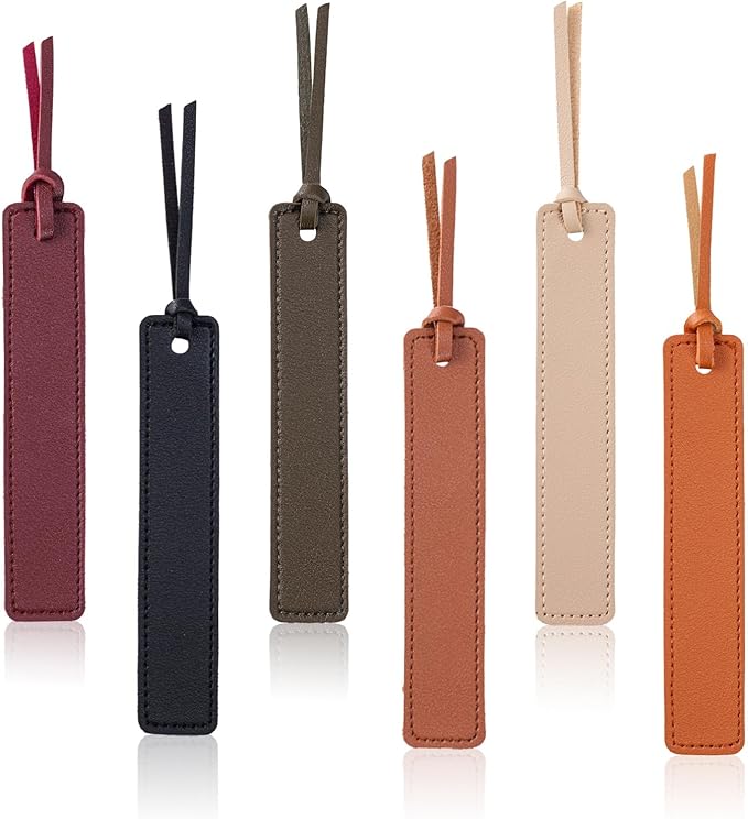 6 Pcs Leather Bookmarks With Rope, Classic Stitched Handmade Custom ...