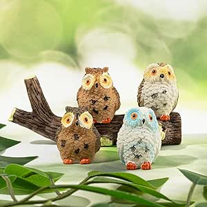 Amazon.com: GTUDOR 4PCS Mini Resin Owl Figurines, Miniature Tiny Owls ...