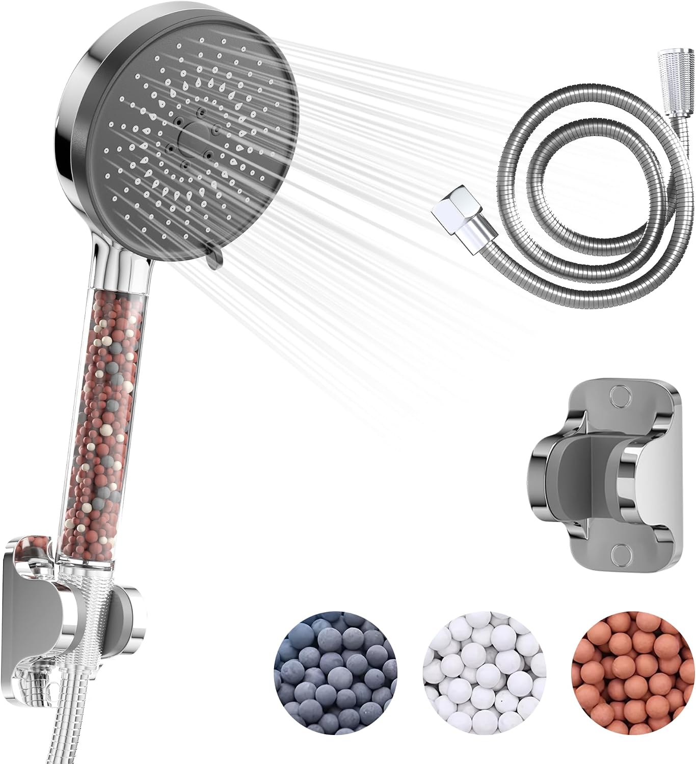 Wellux shower head with Handheld, High Pressure 6 Spray Mode Showerhead ...