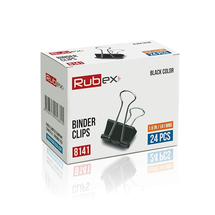 Buy Rubex Binder Clips, Black Large Binder Clips, Jumbo Binder Clips, 1 ...
