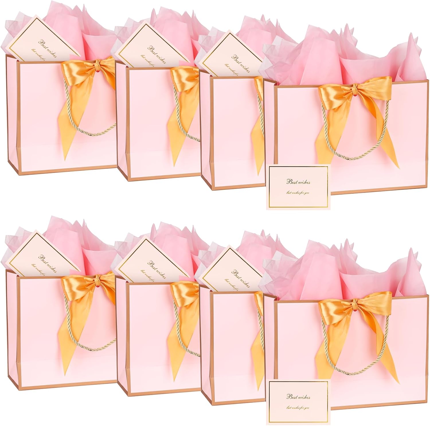 Gift Bags,8Pcs Paper Gift Bag with 8 Tissue Paper and 8 Greeting Cards ...