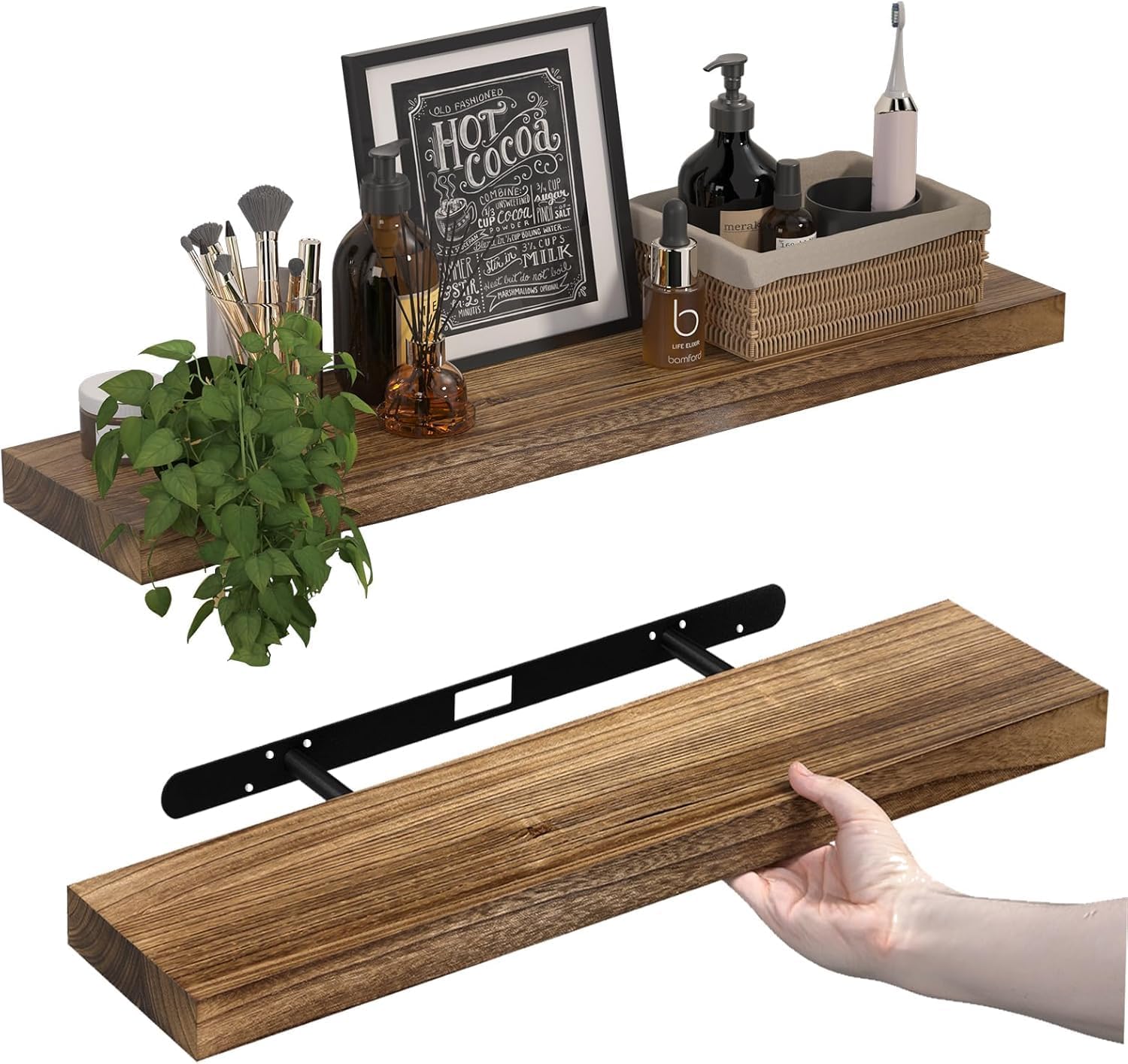 Amazon.com: TANYRE 24 inch Rustic Farmhouse Floating Shelves, Wall ...