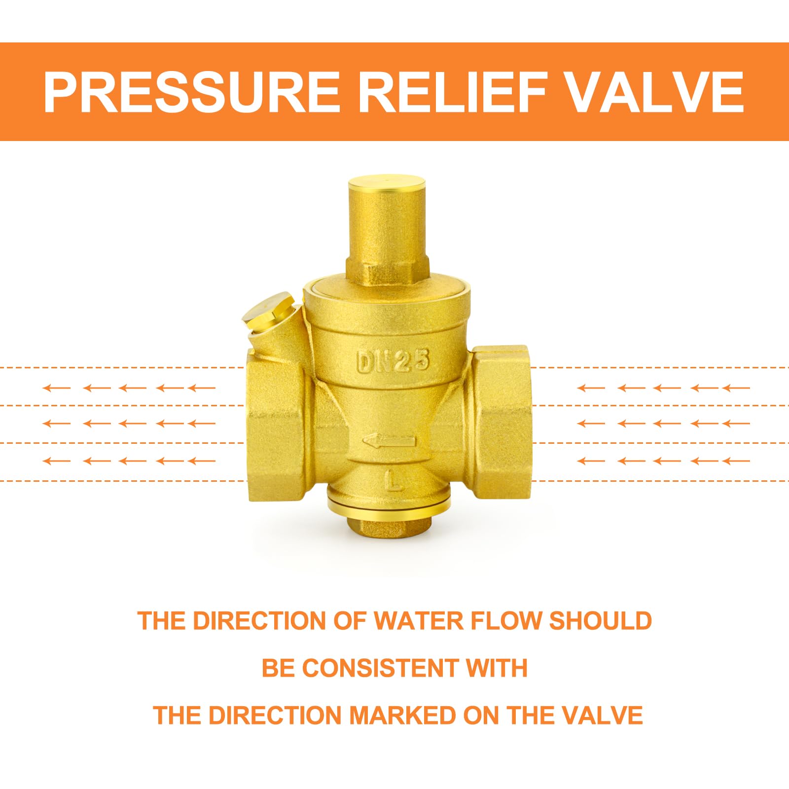 Snapklik.com : Brass 1" Pressure Regulator Adjustable,Water Pressure ...