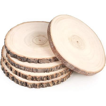 Amazon.com: Pllieay 5Pcs 8-9 Inch Round Wood Slices, Unfinished Natural ...