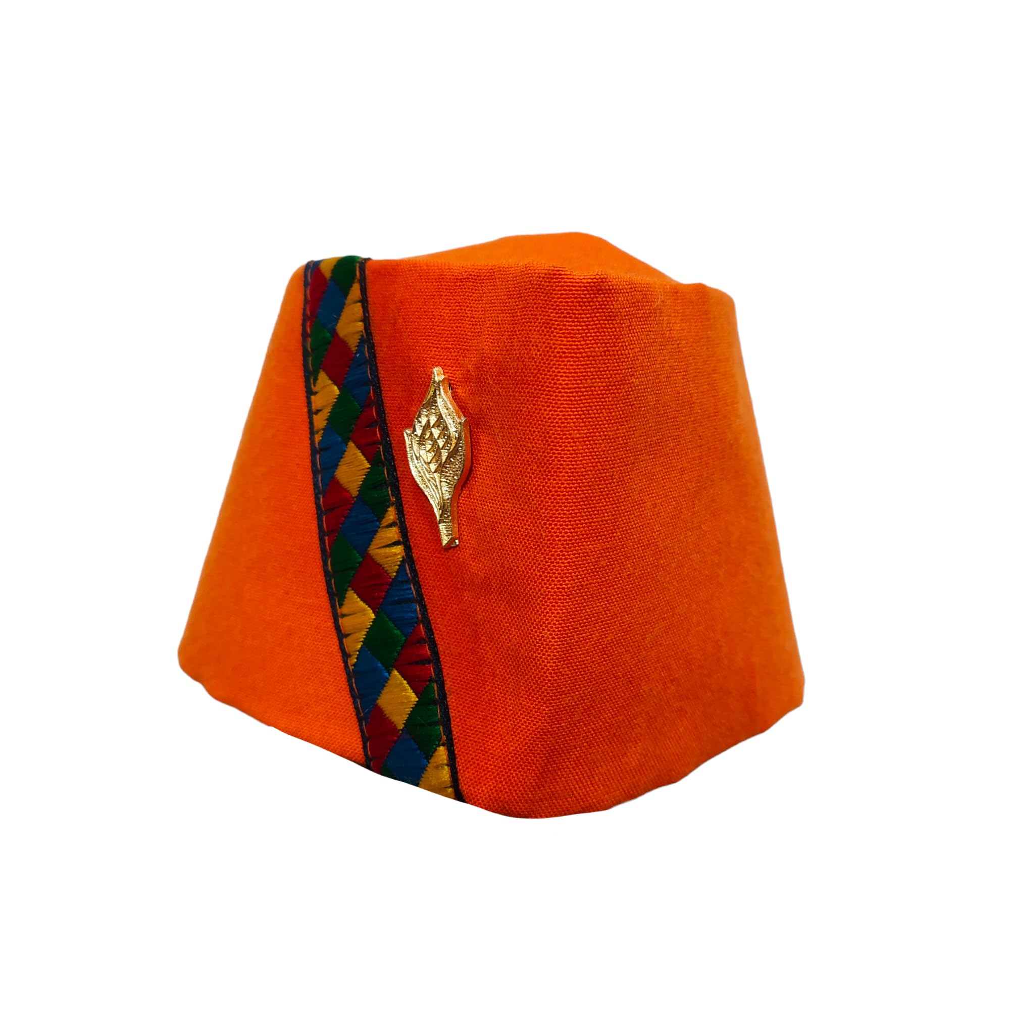 Buy Uttarakhand Cotton Pahadi Topi Saffron/Orange Cap, Brahmakamal ...