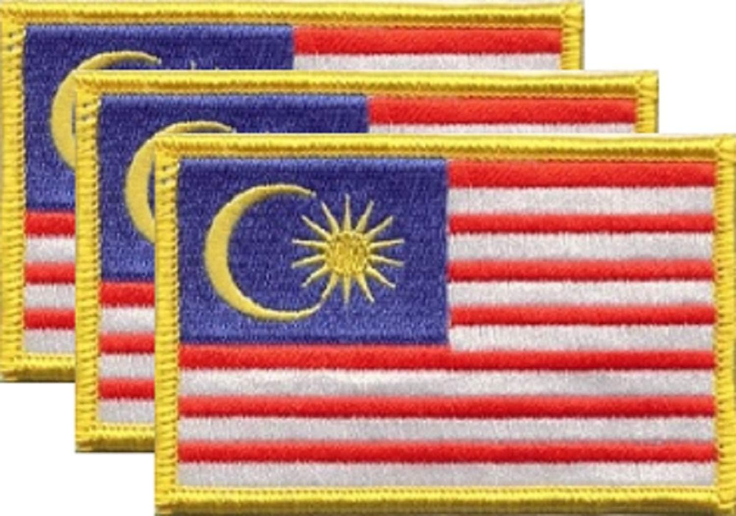 Amazon.com: Pack of 3 Malaysia Flag Patches 3.50 x 2.25 Inch Pack of Three International ...