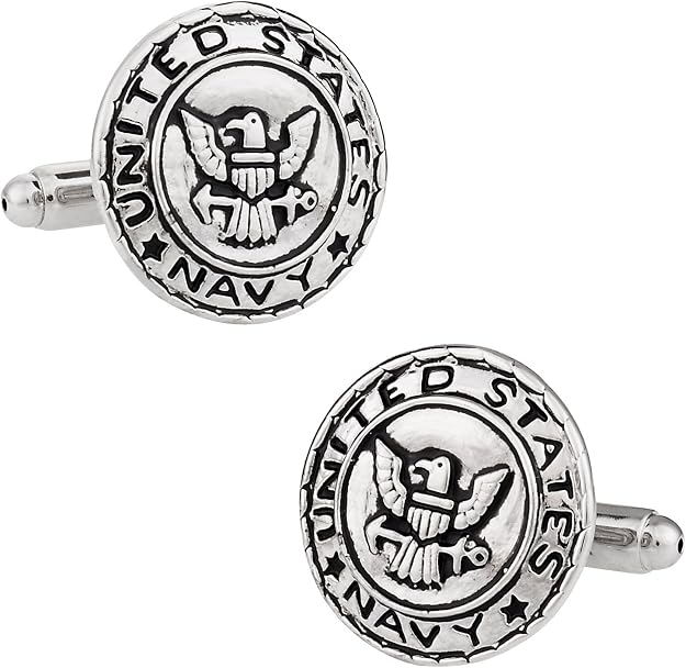Amazon.com: Cuff-Daddy US Navy Cufflinks Silver for Active Military ...