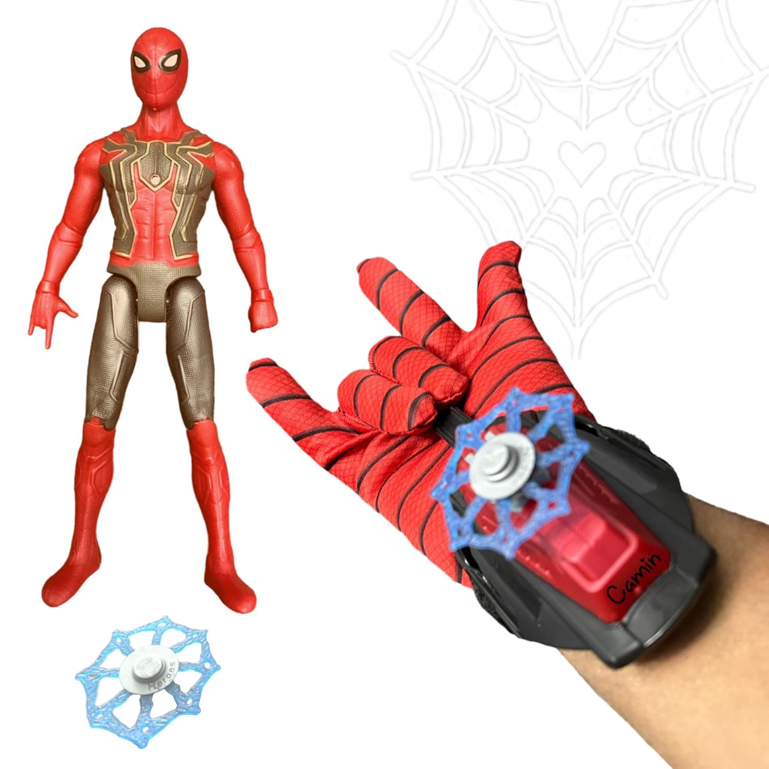Buy Camin Spider Action Figure And Gloves With Web Disc Launcher, Web ...