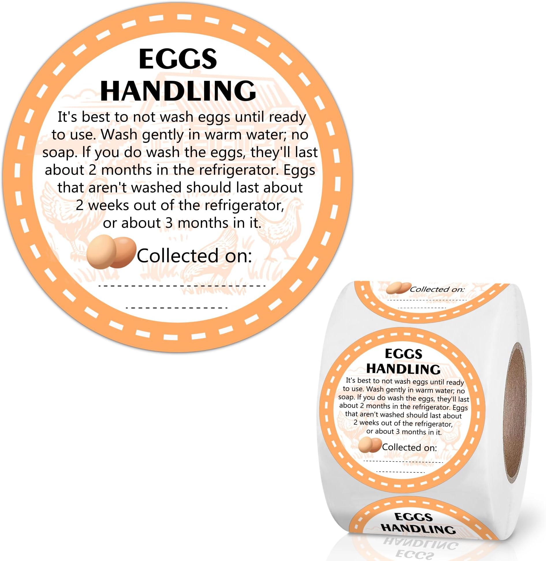 Amazon.com : Farm Fresh Eggs Stickers,1.5x1 inch Natural Kraft Paper ...