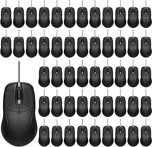 Amazon.com: 50 Pieces Black USB Wired Mouse Bulk 1000 DPI 3 Button Corded Computer Mouse Mini ...