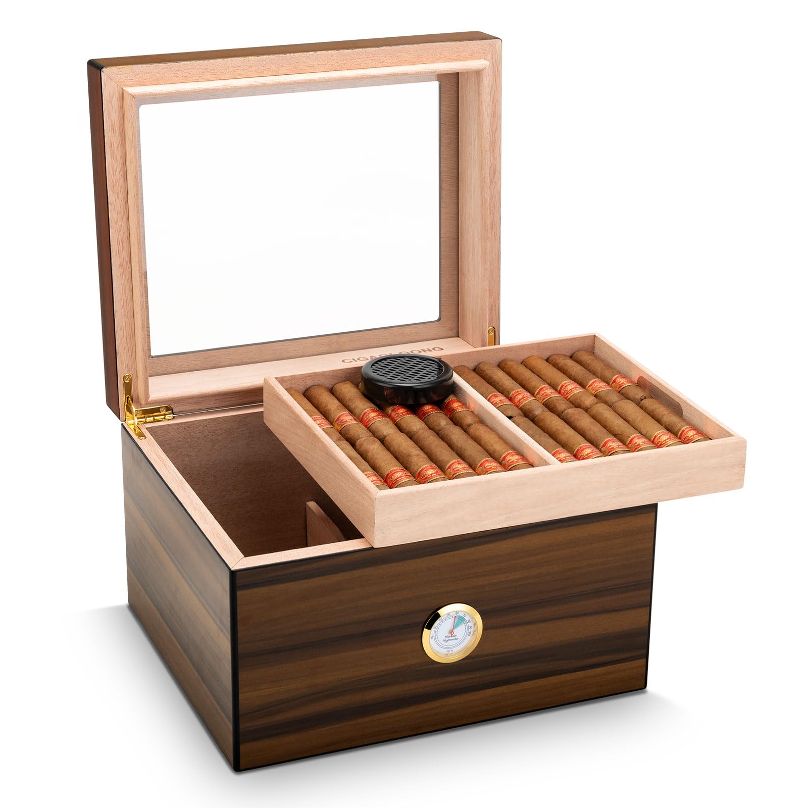 Amazon.com: Demcigar Cigar Humidor, Cedar Wood Desktop Cigar Storage ...