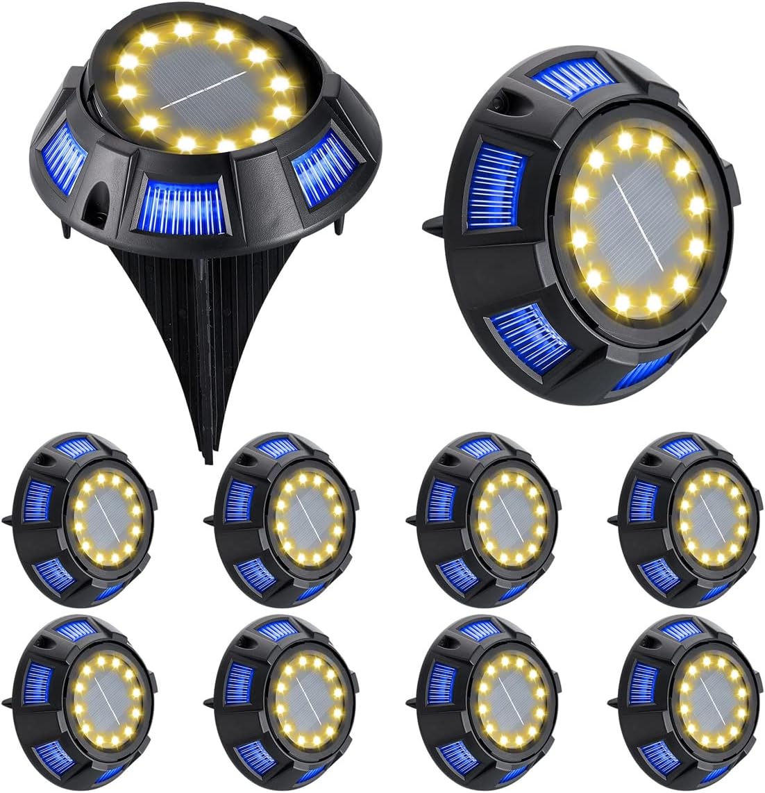 Amazon.com: Solar Ground Lights,12 LED Solar Lights Outdoor Waterproof ...
