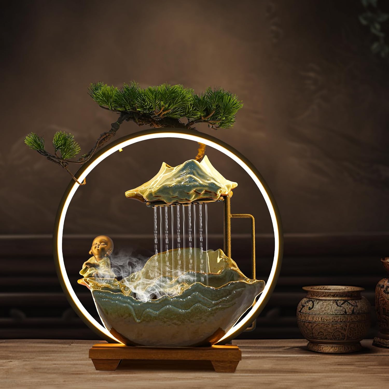 Amazon.com: Tabletop Water Fountain Small Waterfall Fountains Indoor ...