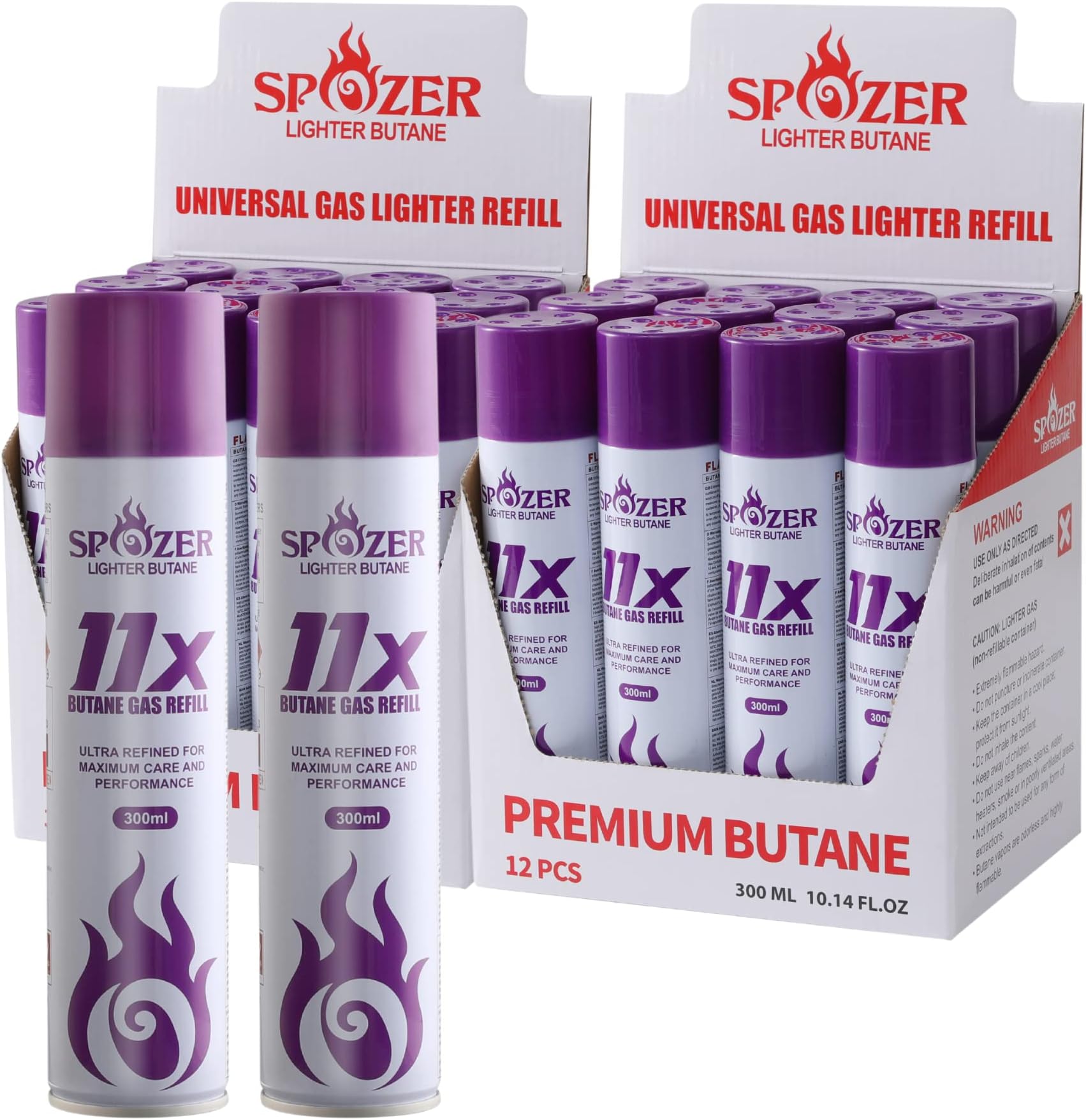 Amazon.com: Four (4) 11x Ultra Refined Butane Refill Tank 300mL Cans ...