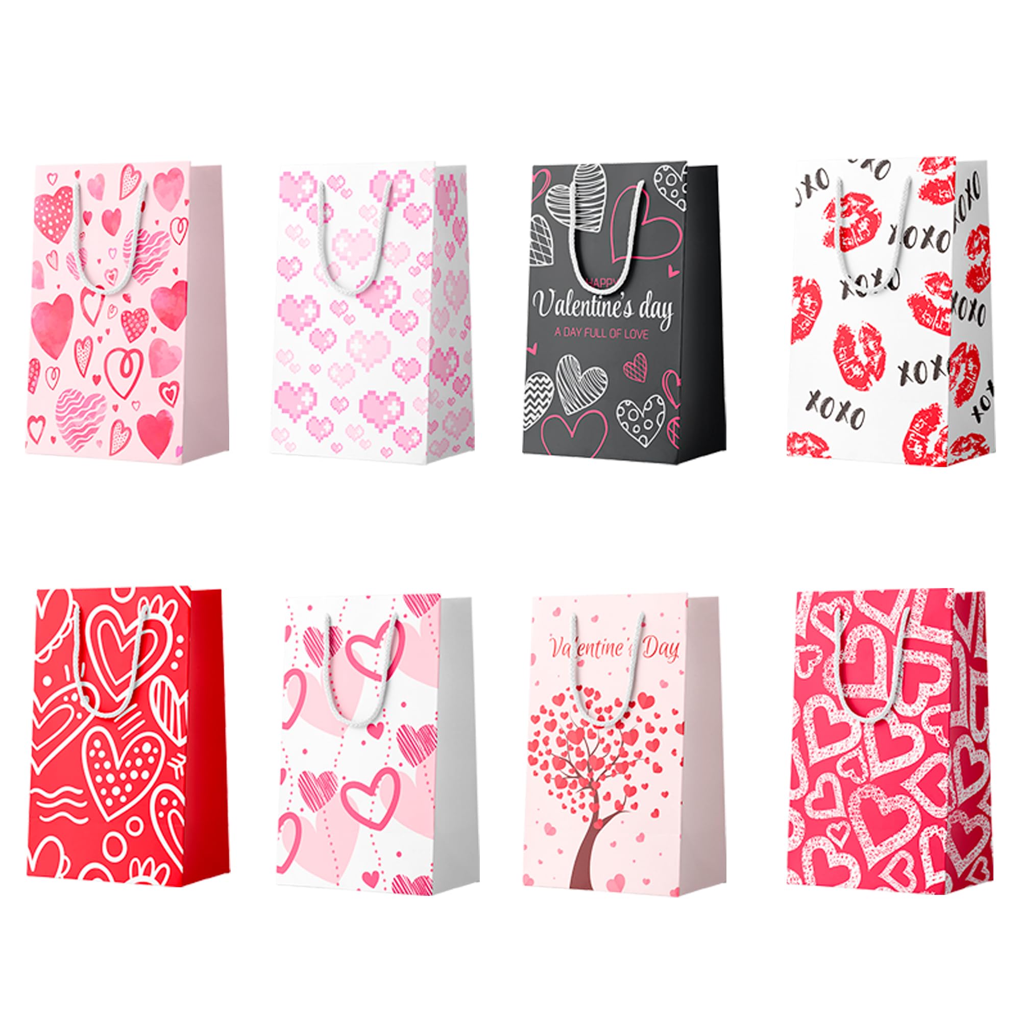 Amazon.com: Valentine’s Day Gift Bags, 24Pcs Valentines Day Paper Bags ...