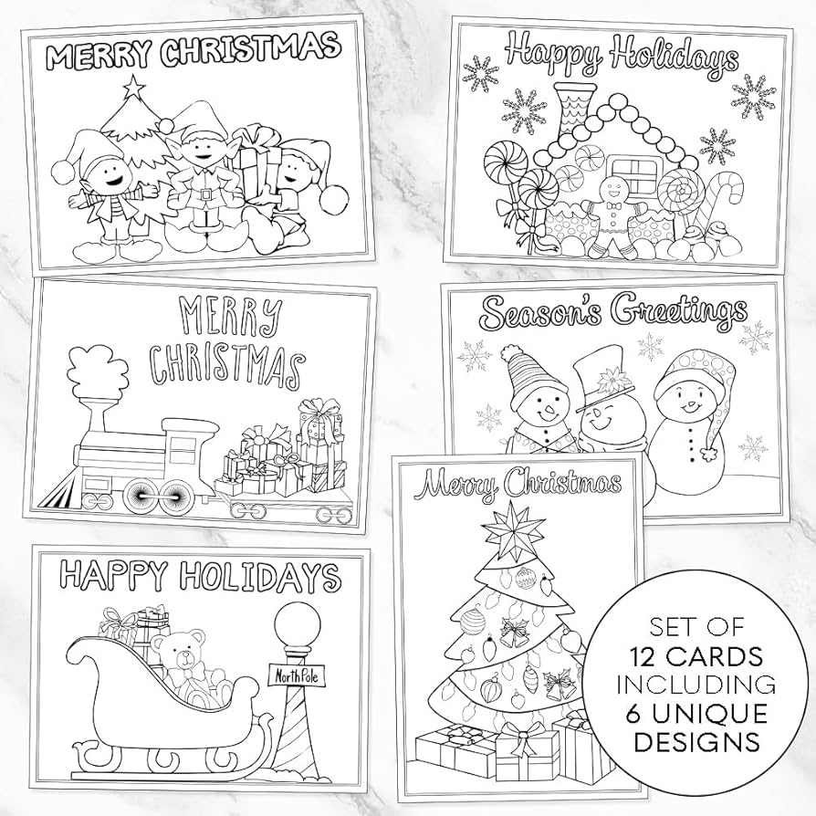 Coloring Christmas Card Ideas Drawing The Hygge Christmas Coloring