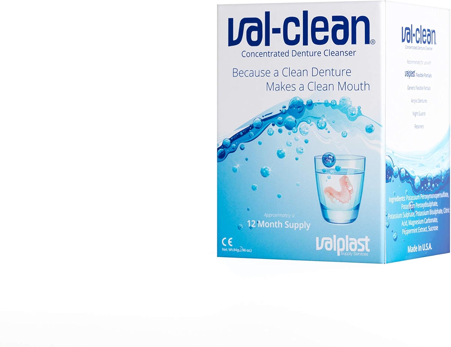 Val-Clean Concentrated Denture Cleaner 12 Sachets - 1 Year Supply for ...
