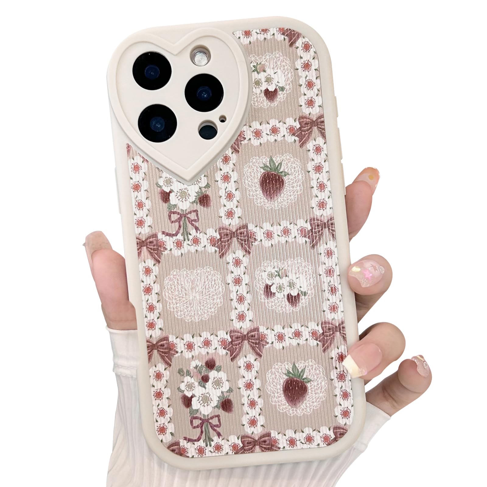 Amazon.com: Lovmooful Compatible for iPhone 16 Pro Max Case Cute Flower Floral Bow Strawberry ...