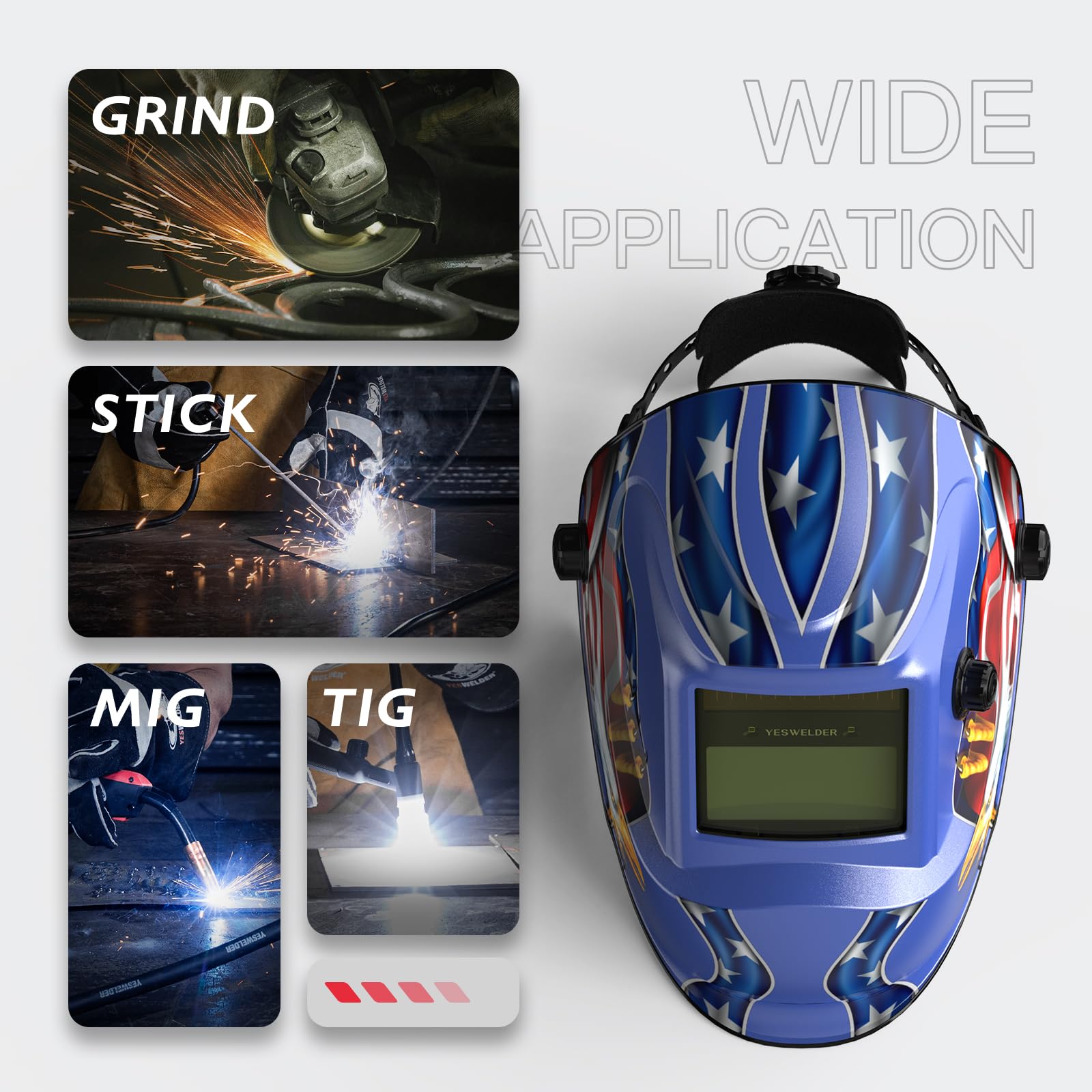 Snapklik.com : YESWELDER Auto Darkening Welding Helmet, Blue Light ...