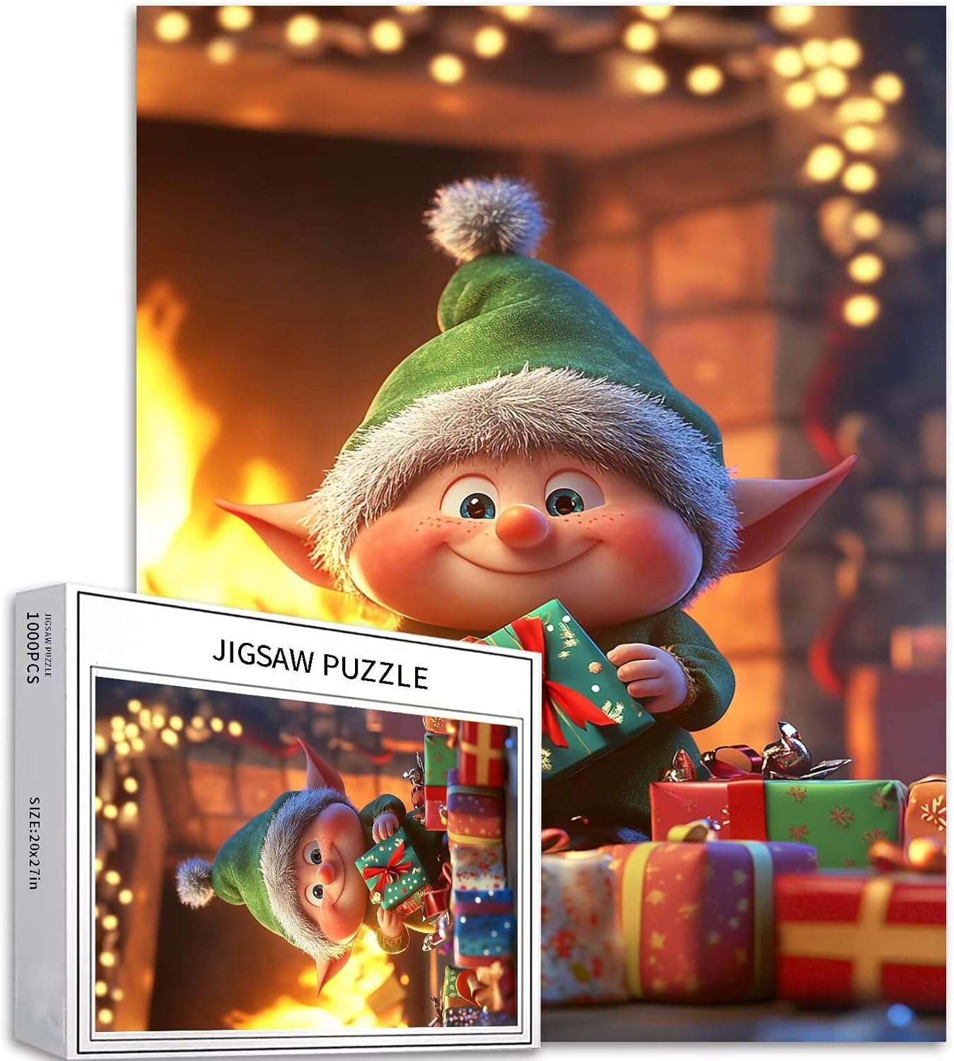 Amazon.com: Cartoon Christmas elf 1000 Piece Jigsaw Puzzles for Adults ...