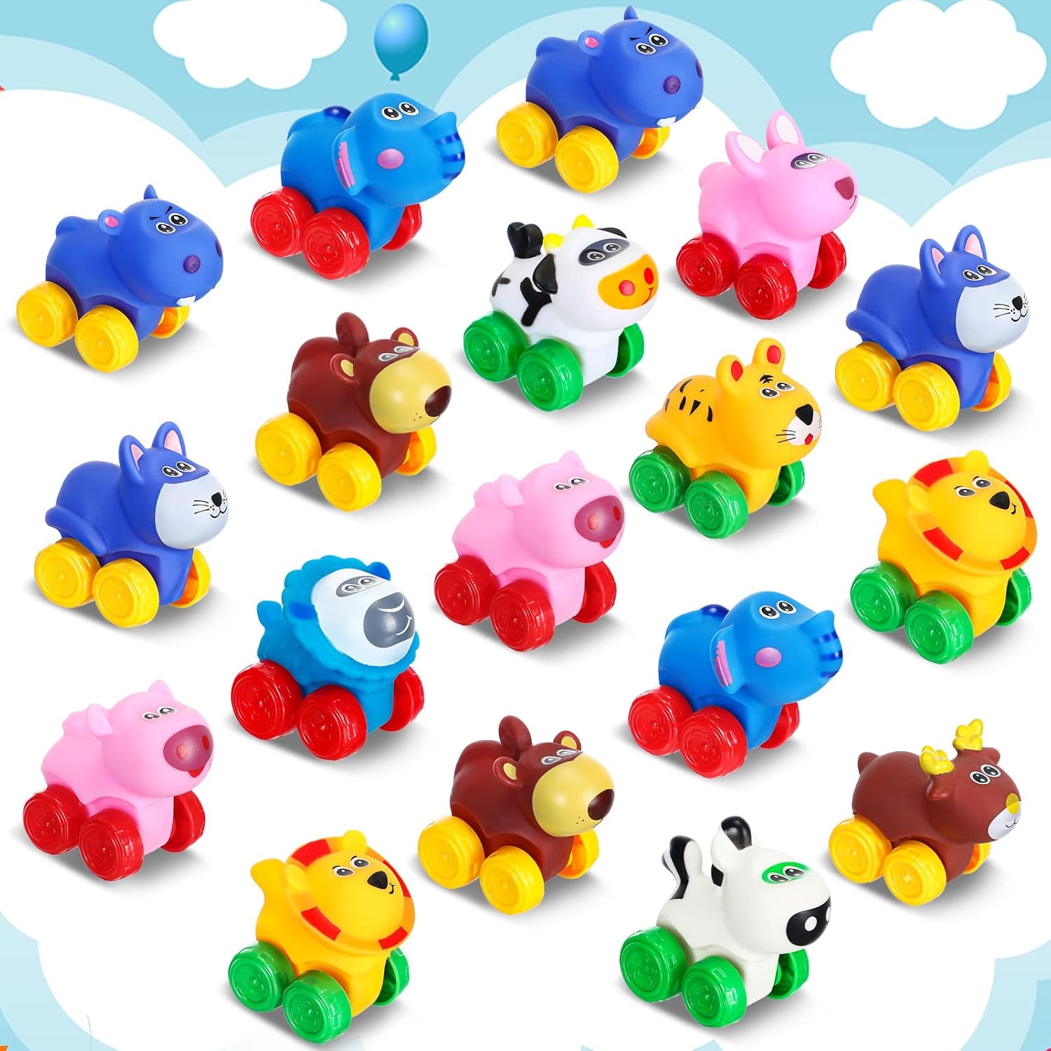 Amazon.com: 30 Pcs Animal Cars Soft Rubber Car Set Toy Vehicles Cartoon ...