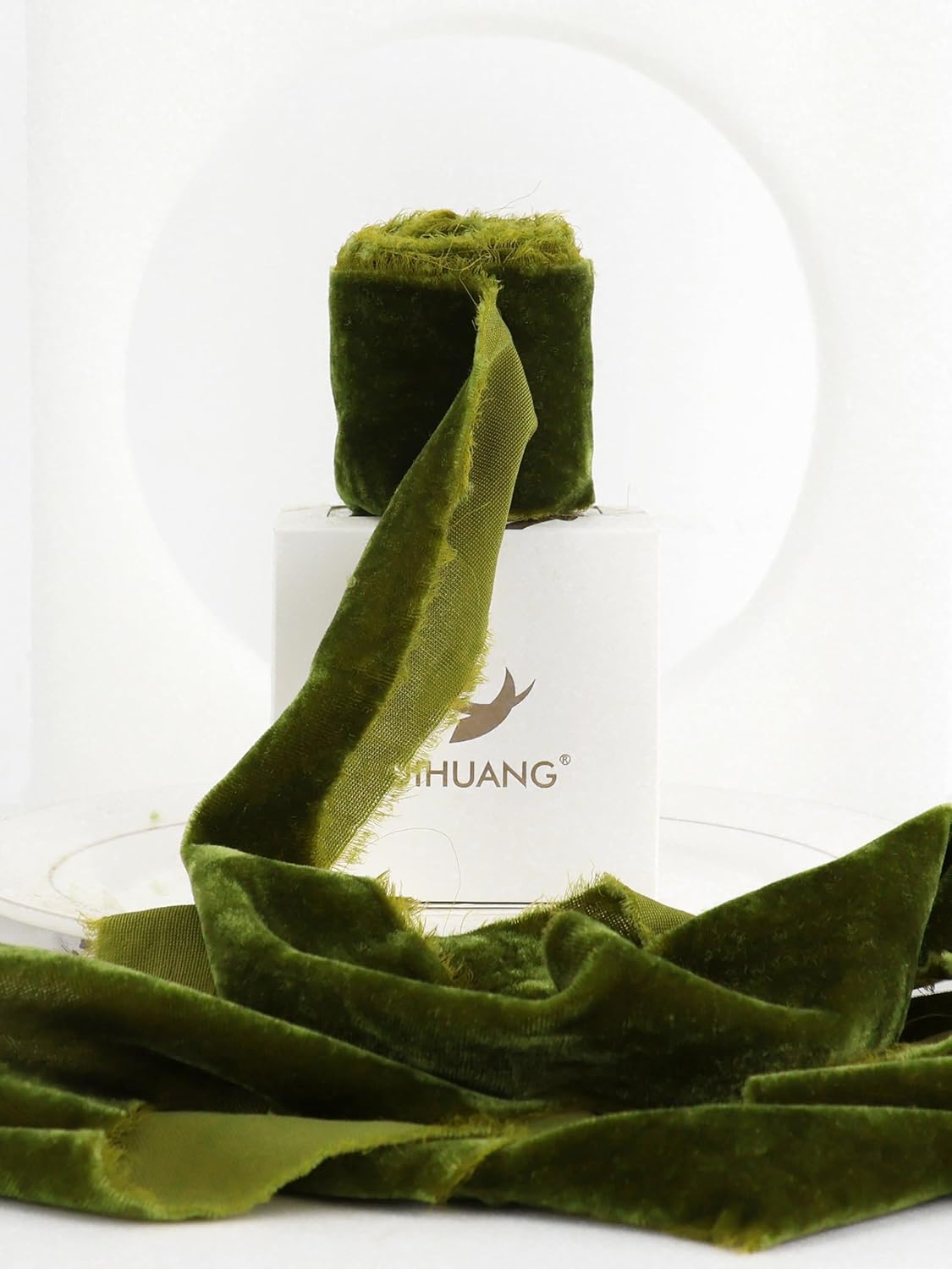 Amazon.com: HUIHUANG Olive Green Velvet Ribbon 2 inch Handmade Fringe ...