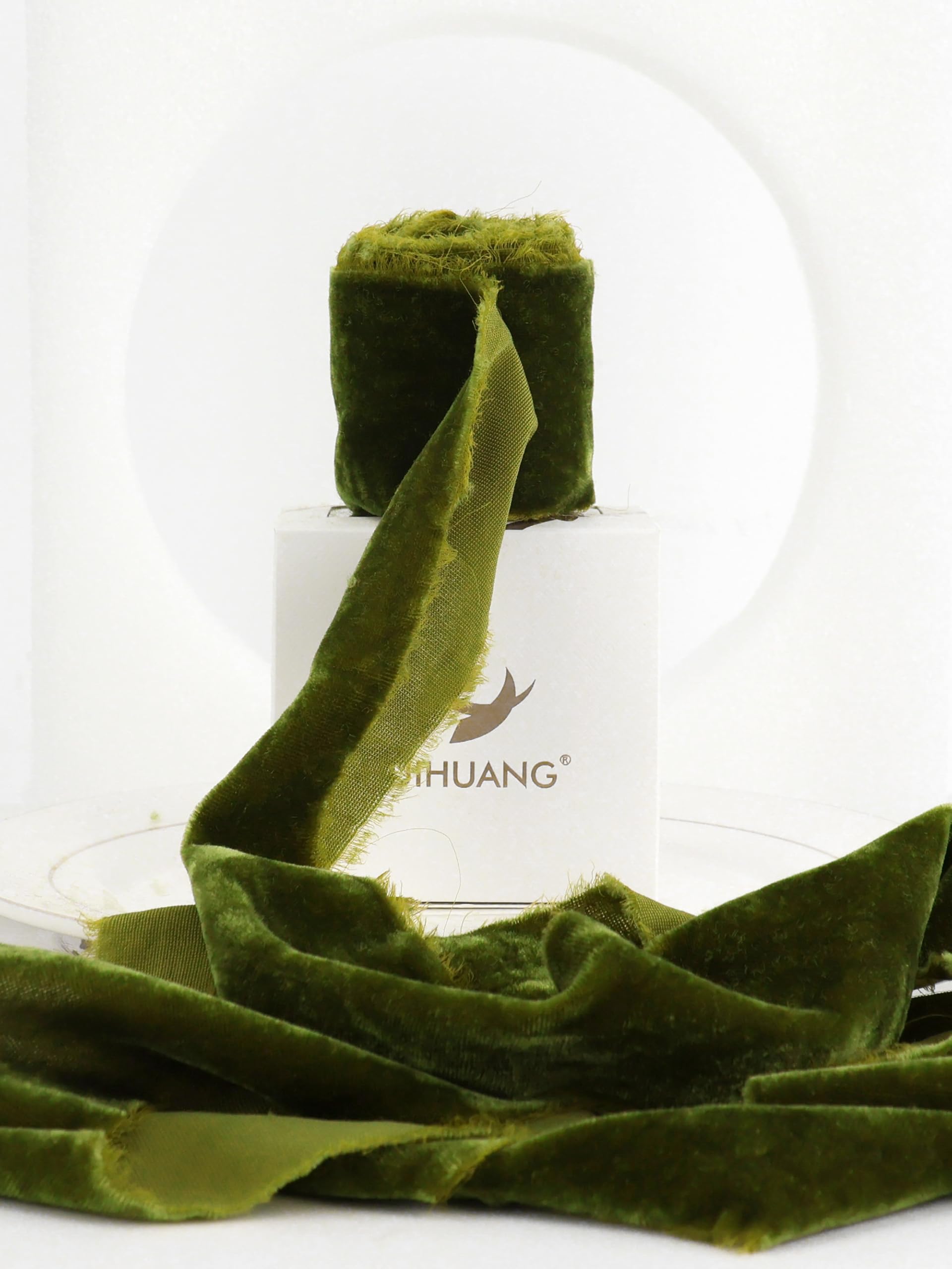 Amazon.com: HUIHUANG Olive Green Velvet Ribbon 2 inch Handmade Fringe ...