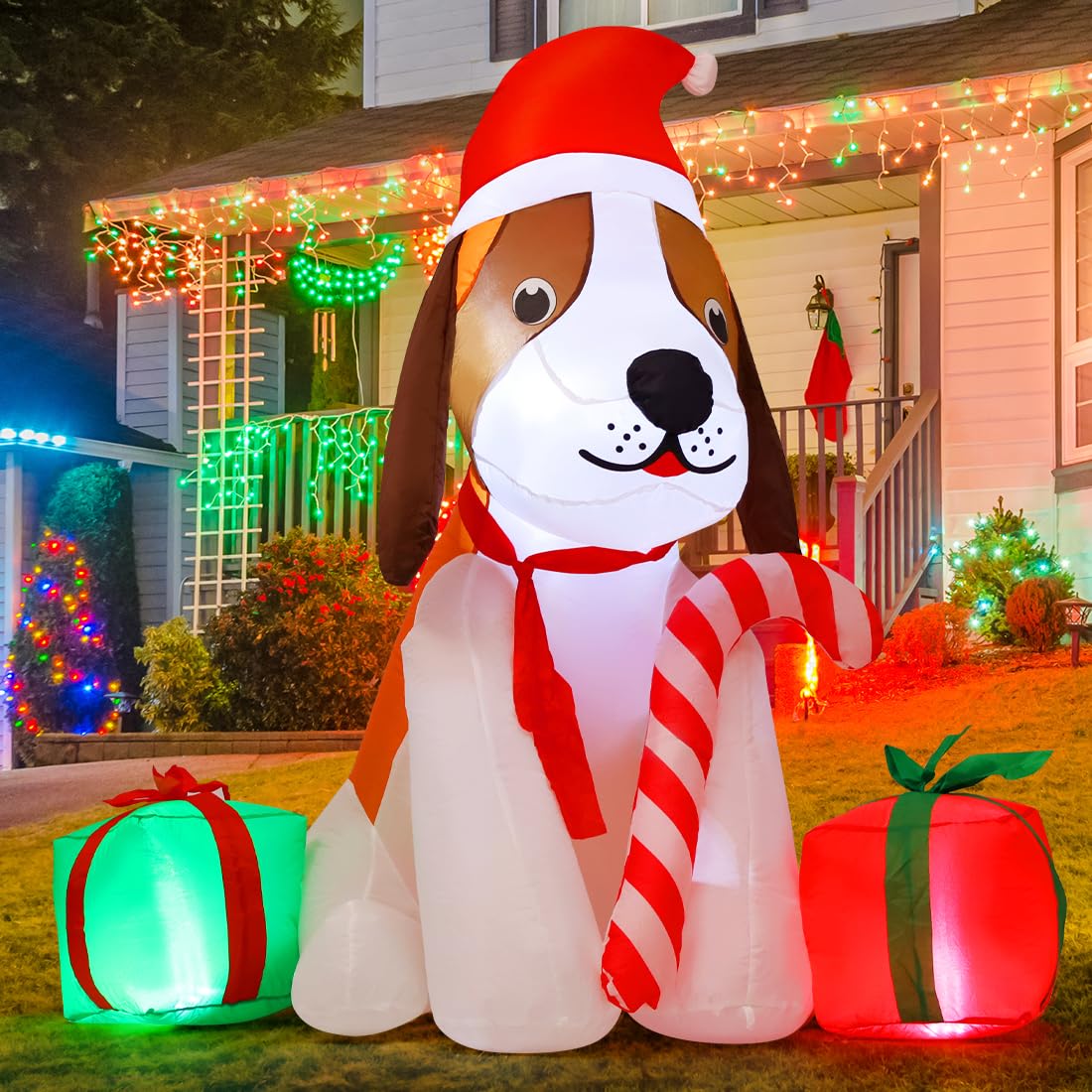 Snapklik.com : GOOSH 5 FT Christmas Inflatables Dog Outdoor Decorations ...