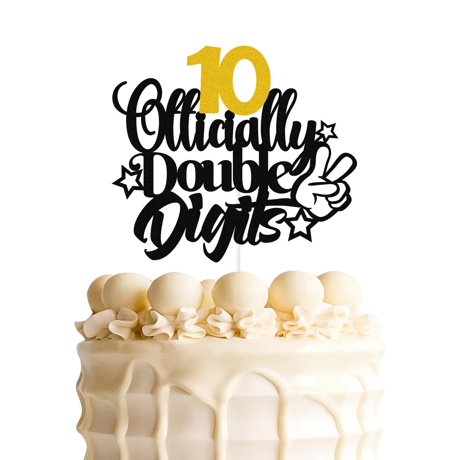 Amazon.com: Black Officially Double Digits 10 Cake Topper, Double ...