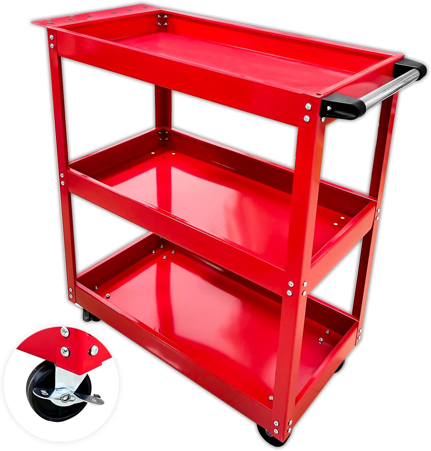Amazon.com: YATOINTO Rolling Tool Cart 330LBS Metal 3 Tier Rolling Cart Carts with Wheels Heavy ...
