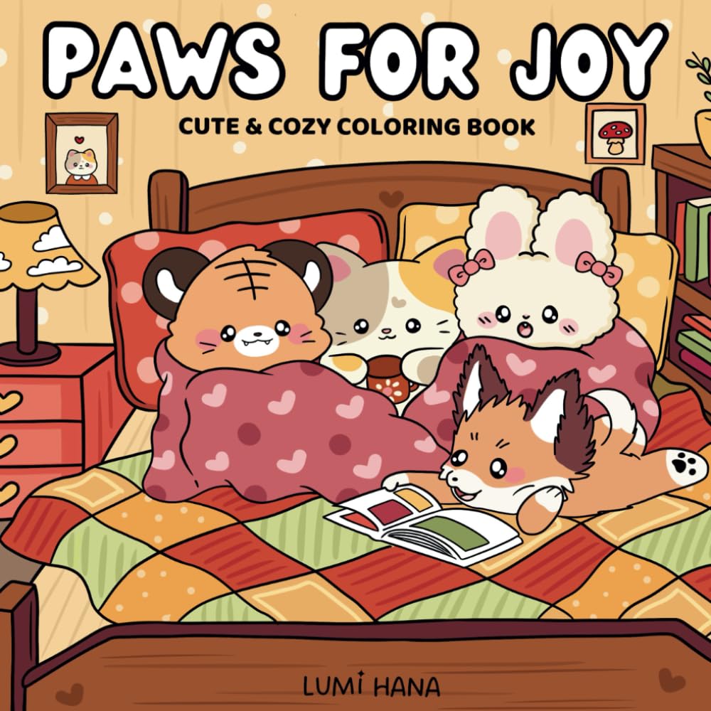 Amazon.com: Paws For Joy: Cute and Cozy Coloring Book for Adults and Teens Featuring Adorable ...