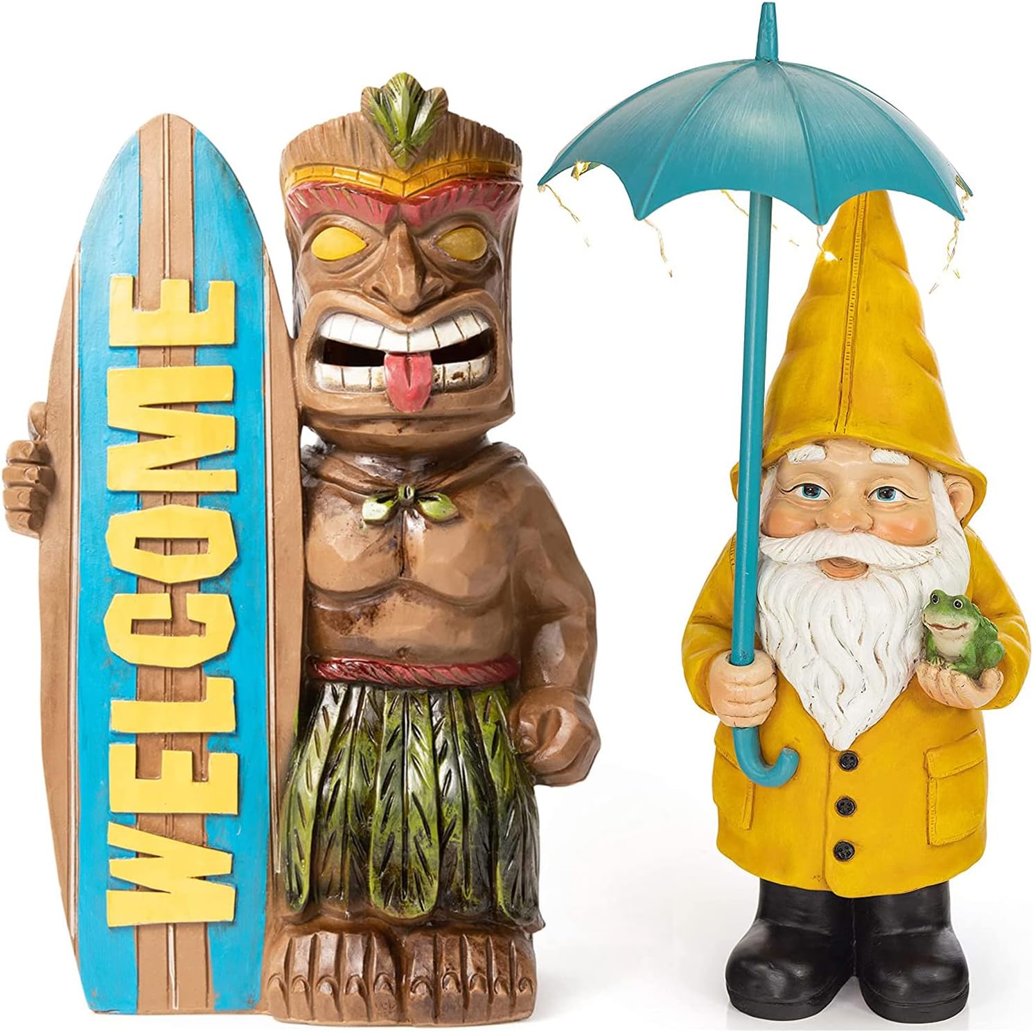 VP Home Tiki Welcome Surfboard Solar Powered LED Outdoor Decor Garden ...