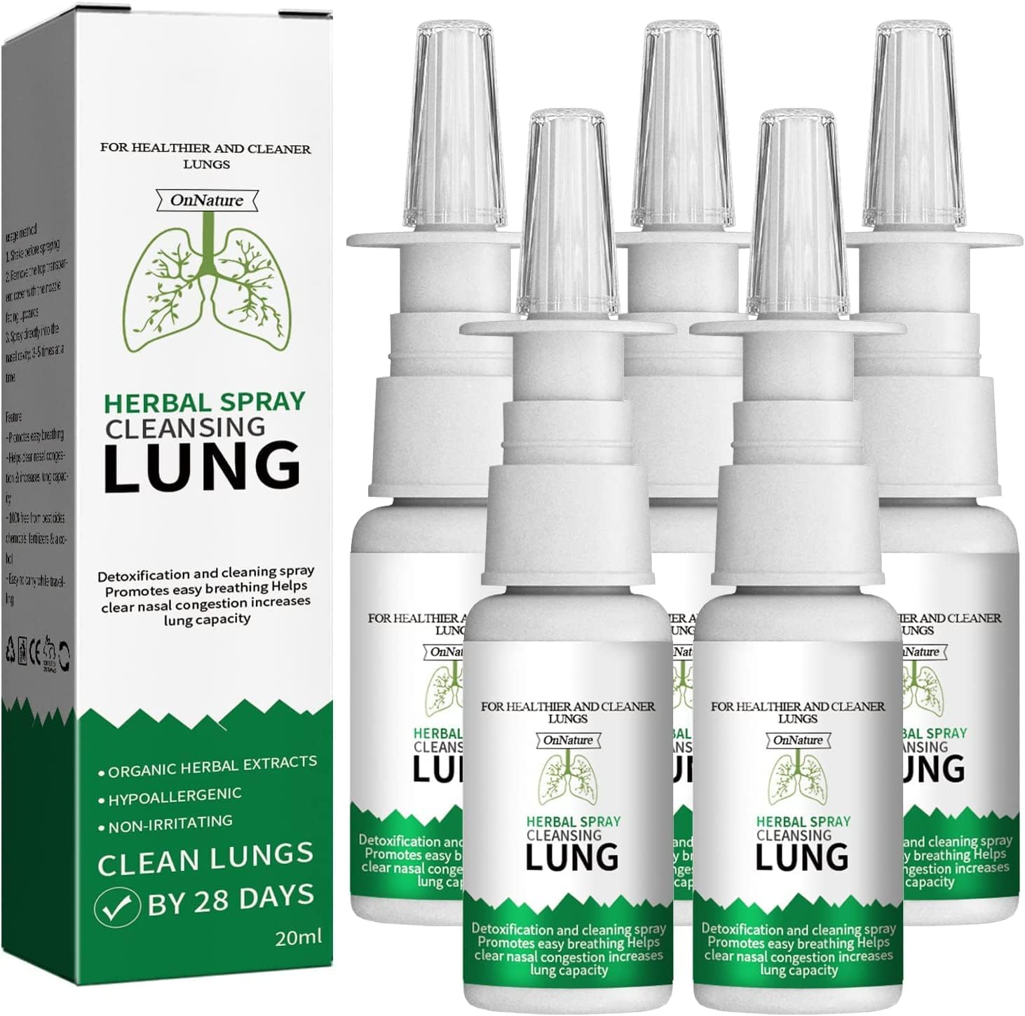 OnNature Organic Herbal Lung Cleanse & Repair Nasal Spray Pro,20ml ...