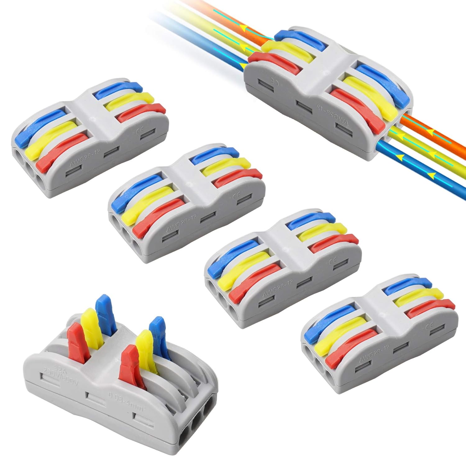 16pcs Lever Nut Wire Connectors, Conductor Compact Wire Connectors 6 ...