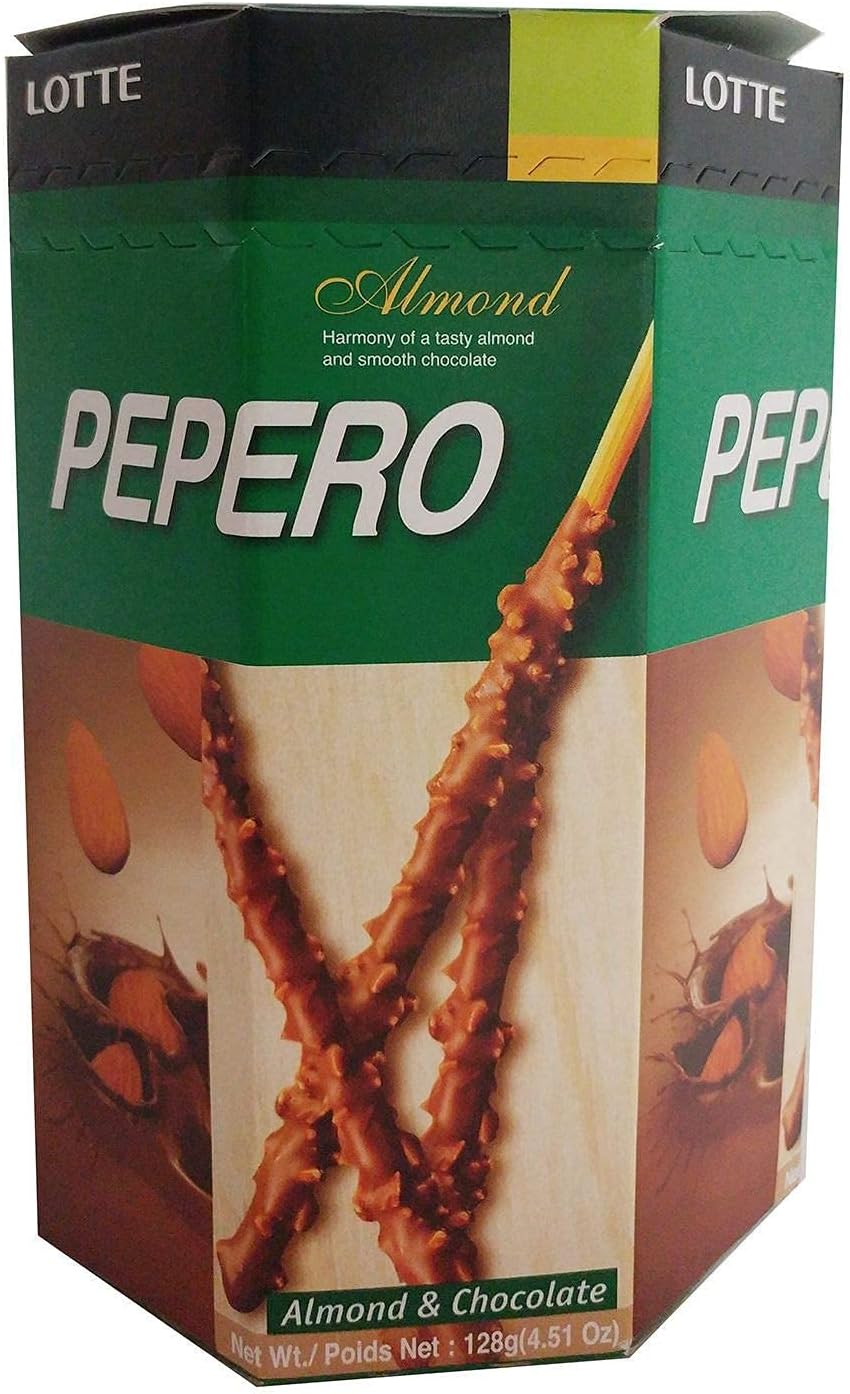 Lotte Pepero Almond Biscuit Sticks - Value Pack (4 Packs Inside ...